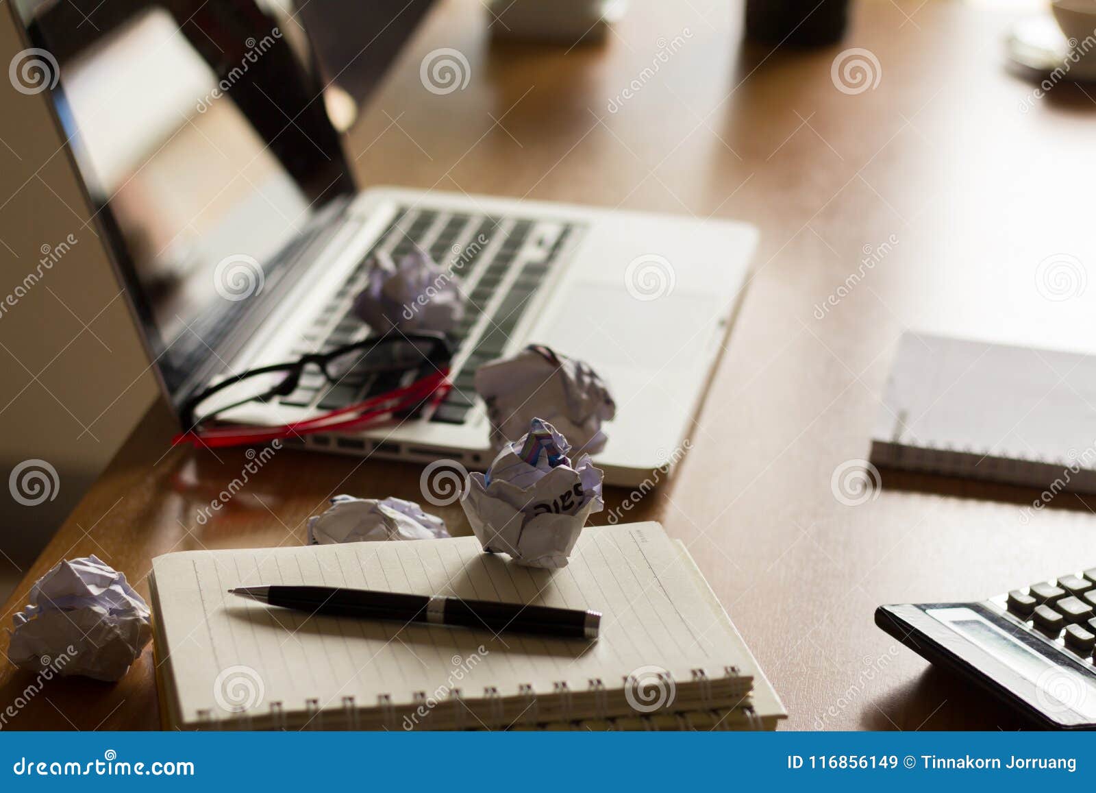 The Paper Was Crushed on the Computer. Work Stress Concept Stock Image ...