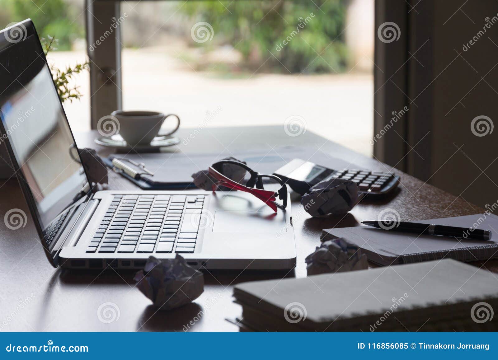 The Paper Was Crushed on the Computer. Work Stress Concept Stock Image ...