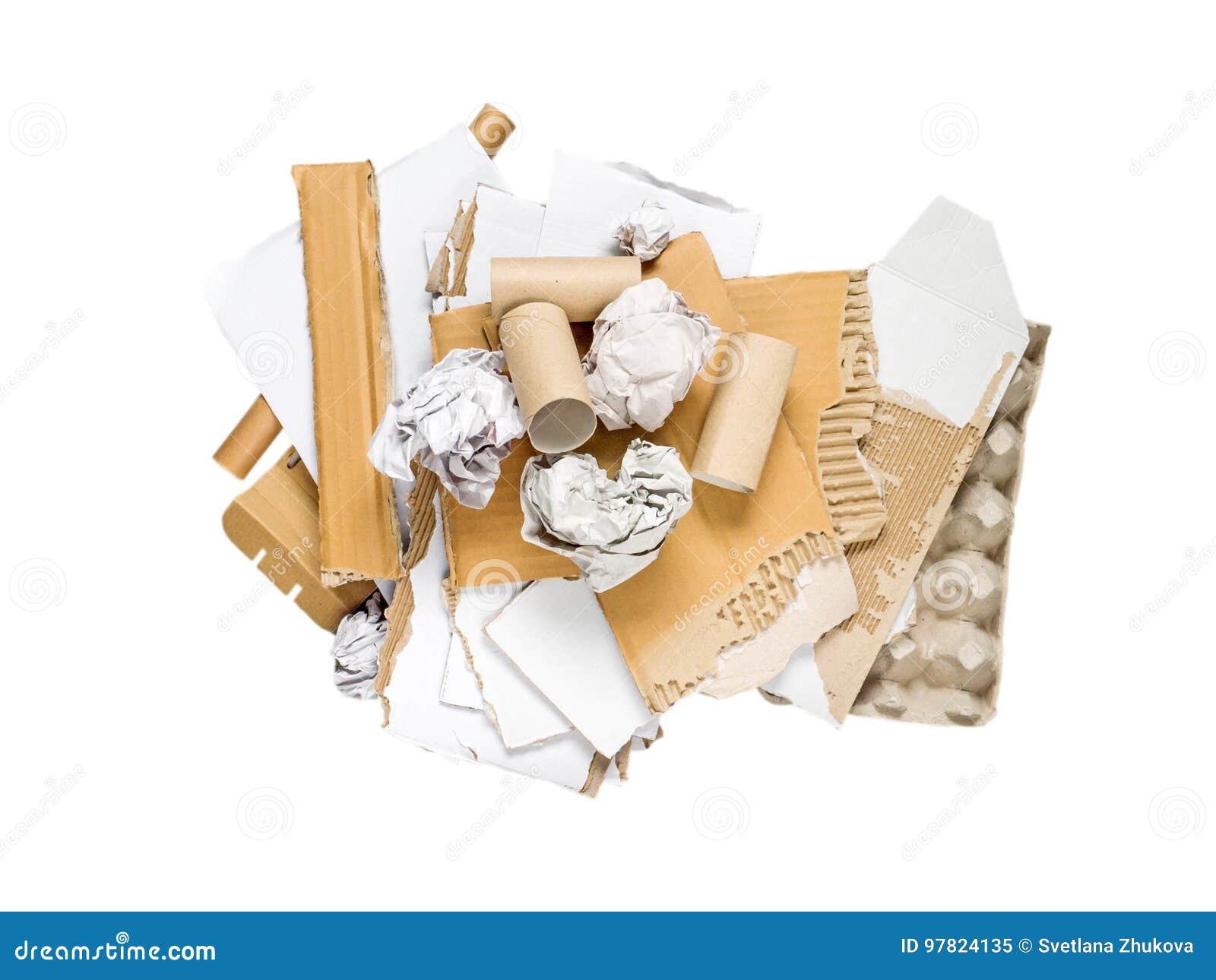 Paper Waste Isolated on White Stock Image - Image of heap, trash: 97824135