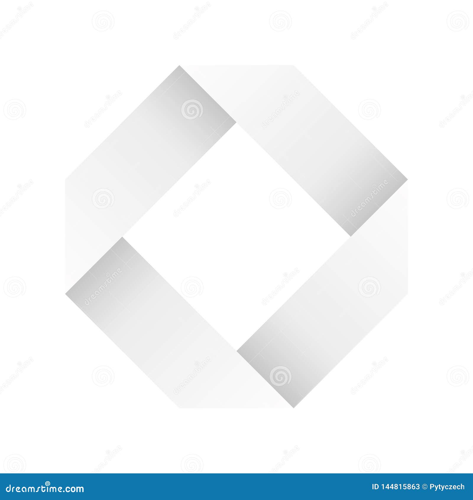 Paper White Infinite Ribbon Loop Folded in a Shape of Rhombus. 3D-like ...