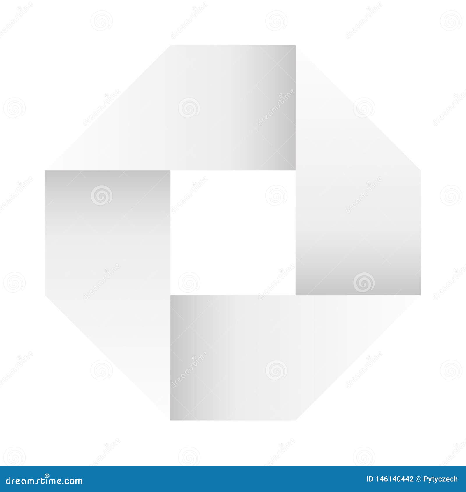 Paper White Infinite Ribbon Loop Folded in a Shape of Square. 3D-like ...