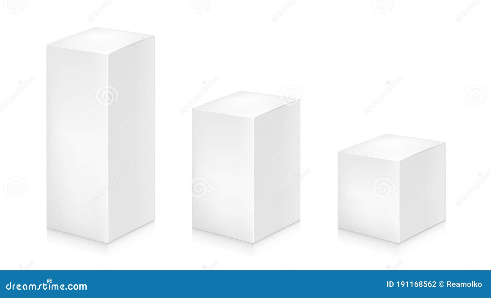 Paper White Tall Plain Boxes Set Mock-up Template. Stock Vector ...