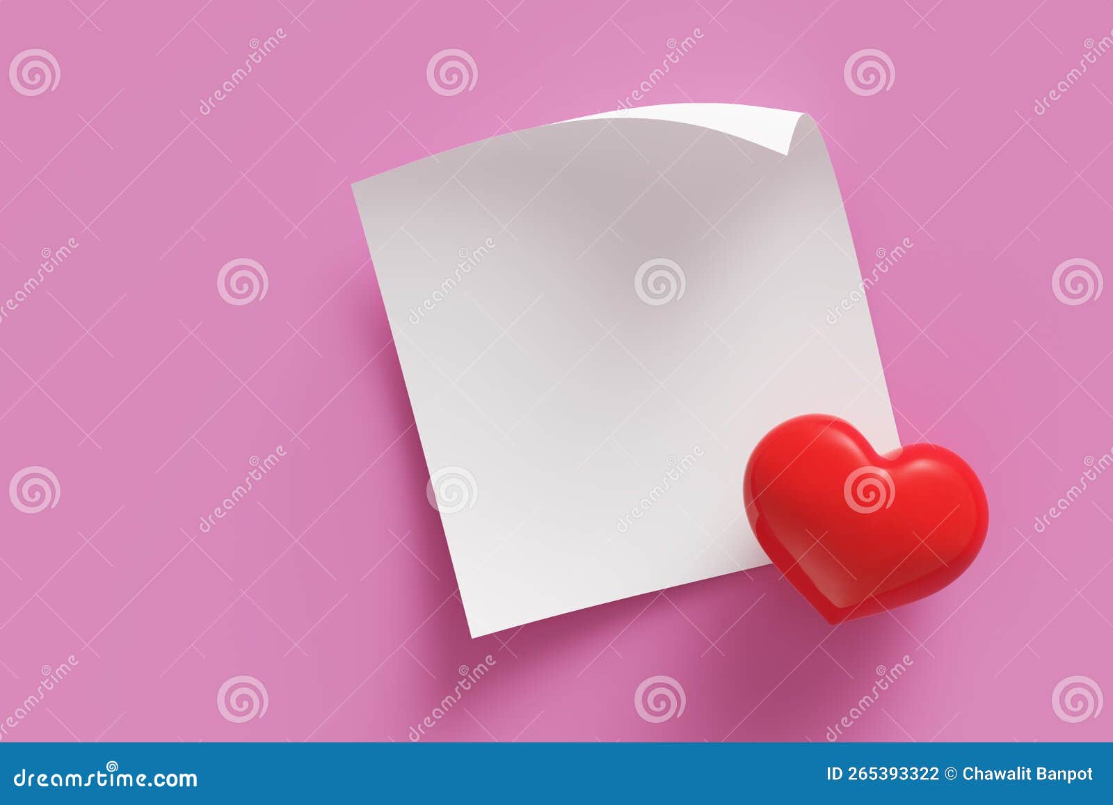 Paper White Thin Post it 3d Plastic Red Heart Shape Symbol Reflective ...