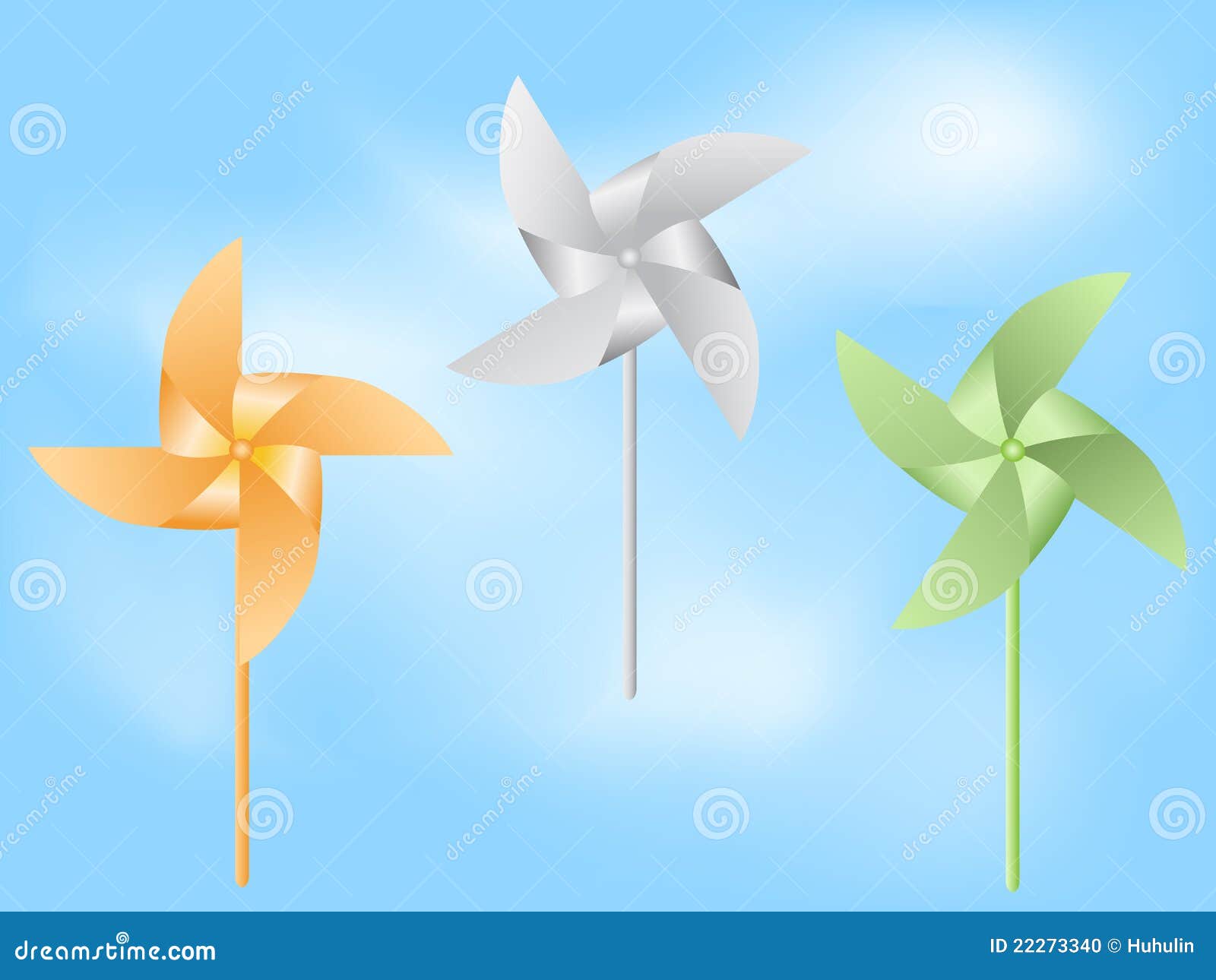 Paper windmill in blue sky stock vector. Illustration of spin - 22273340
