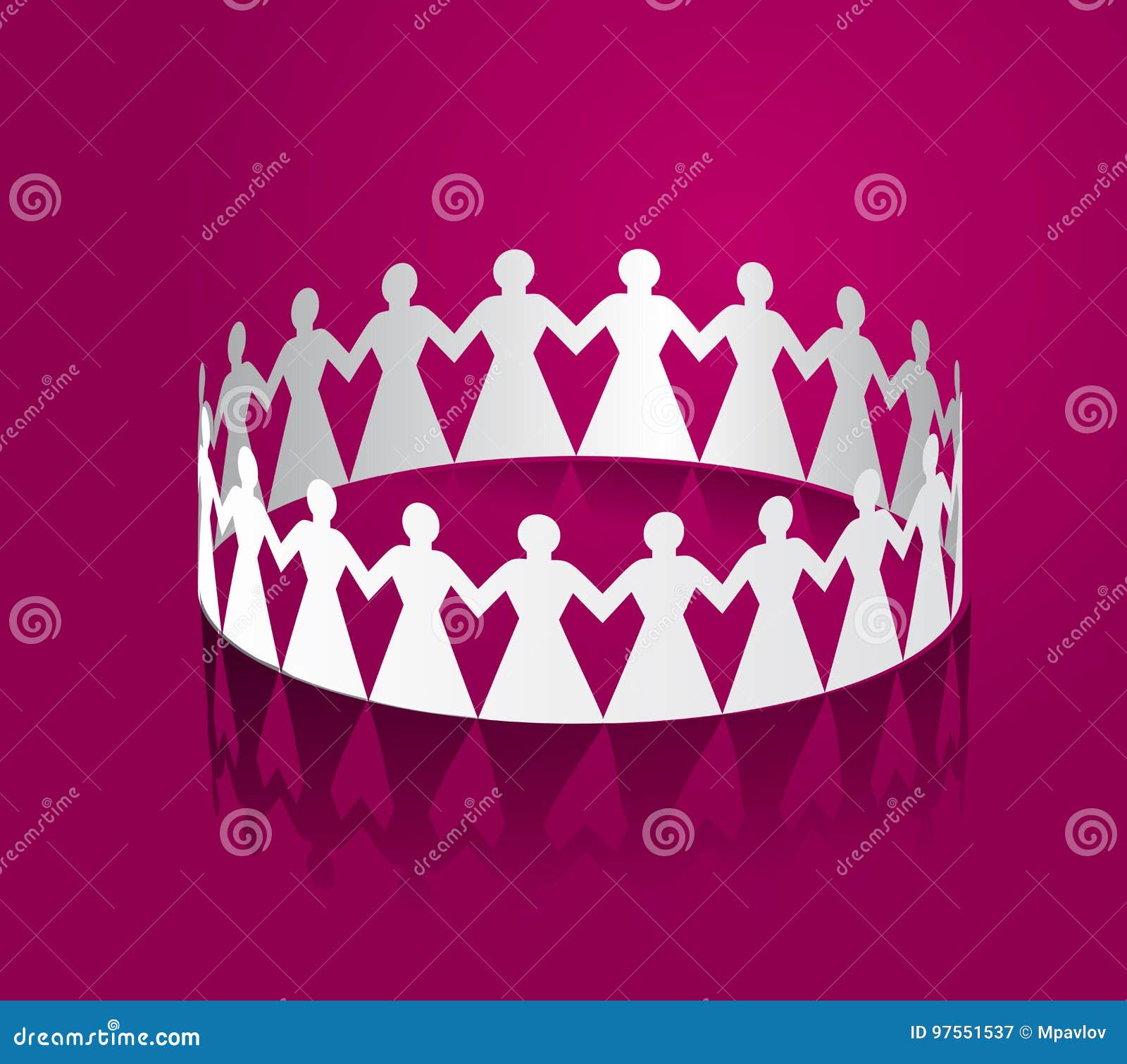Paper Women Holding Hands in the Shape of a Circle. Stock Vector ...