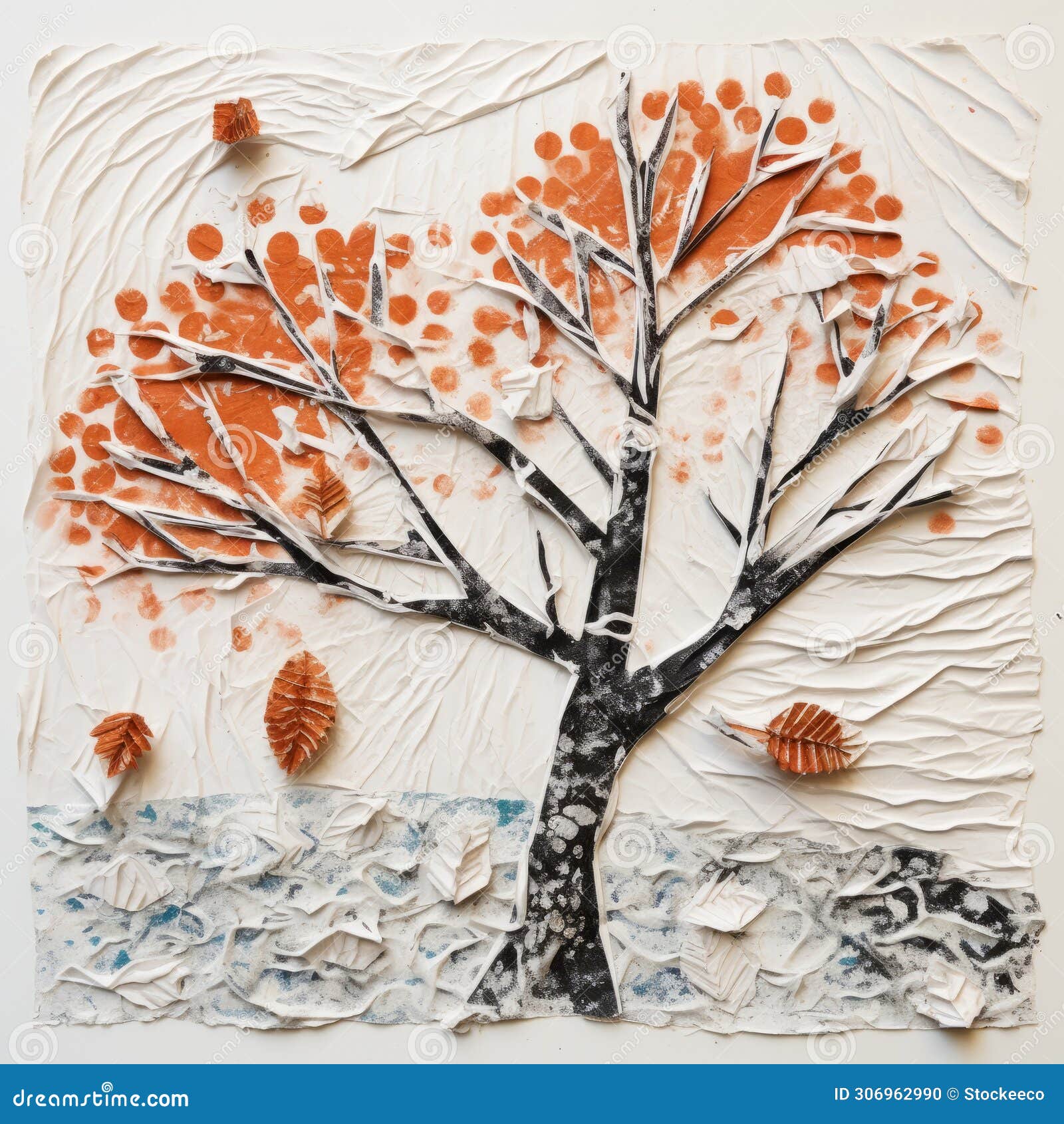 Snowy Tree Printmaking with Natural Materials: Children S Art Stock ...