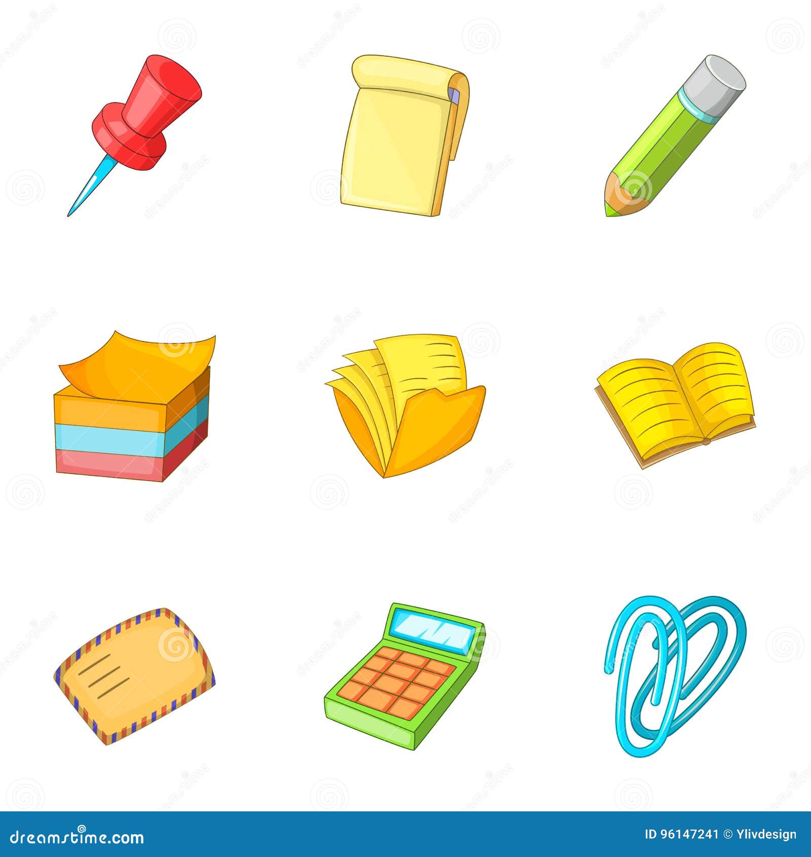 Paper Work Icons Set, Cartoon Style Stock Vector - Illustration of ...