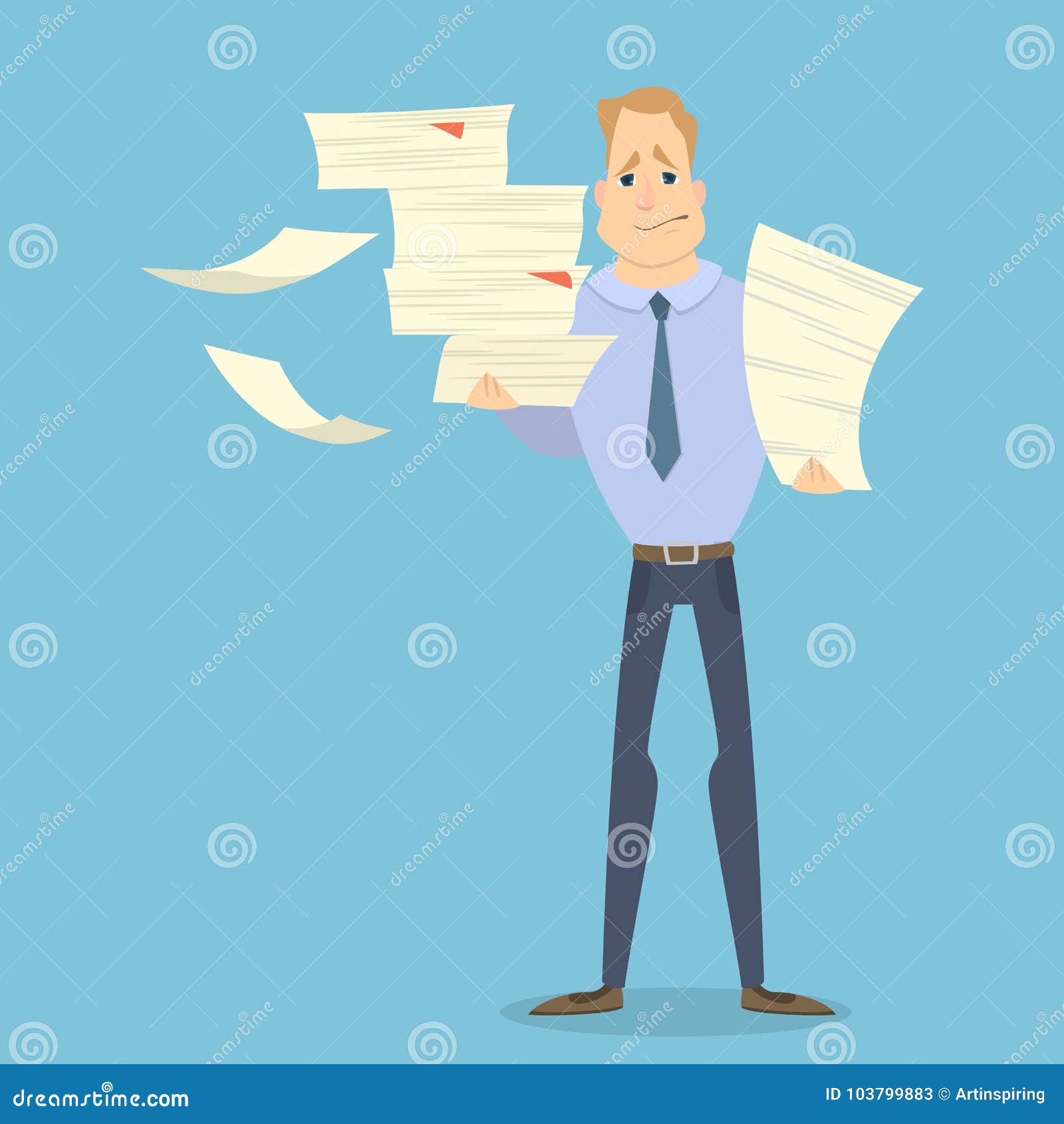 Paper work in office. stock vector. Illustration of businessman - 103799883