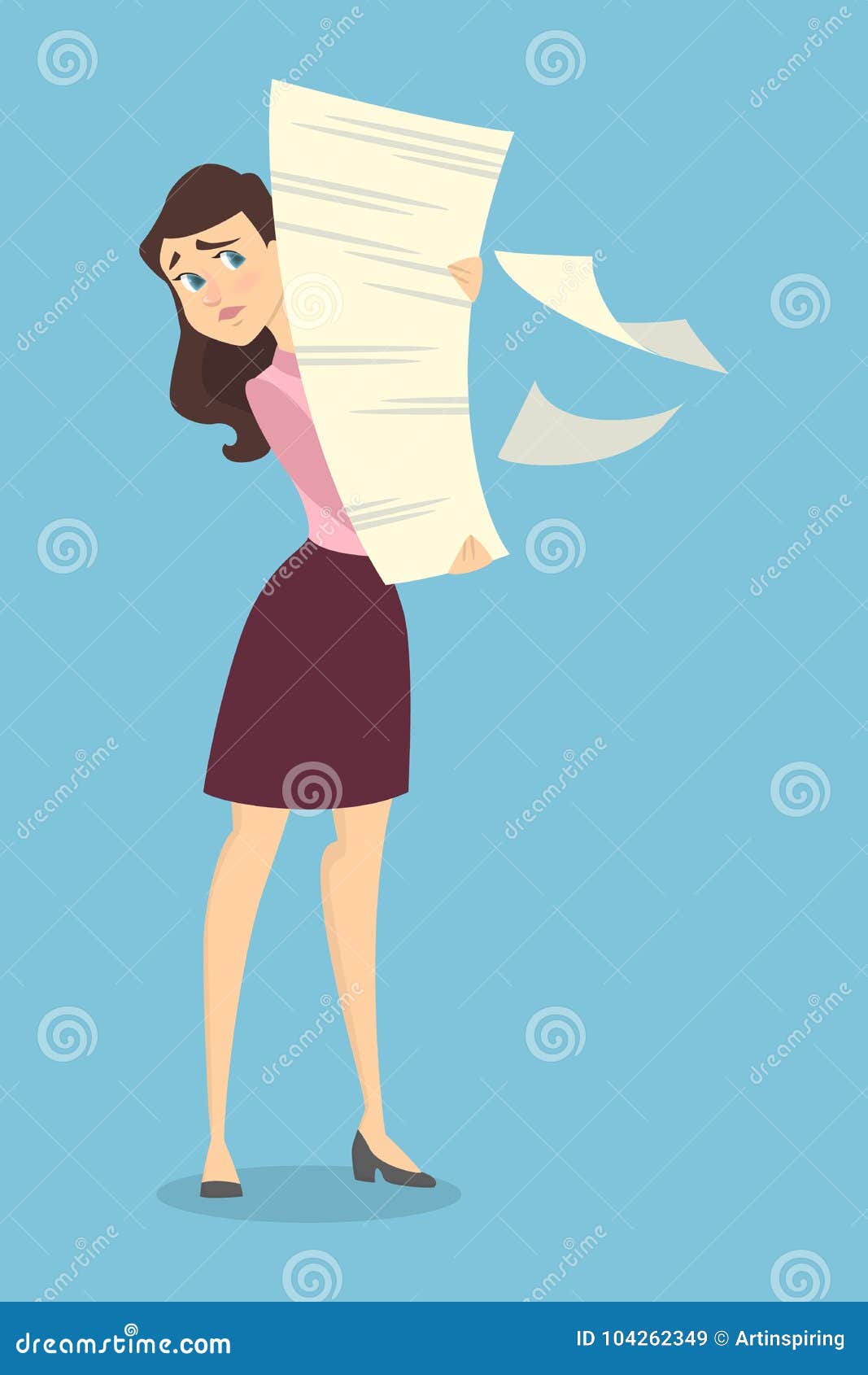 Paper work in office. stock vector. Illustration of report - 104262349