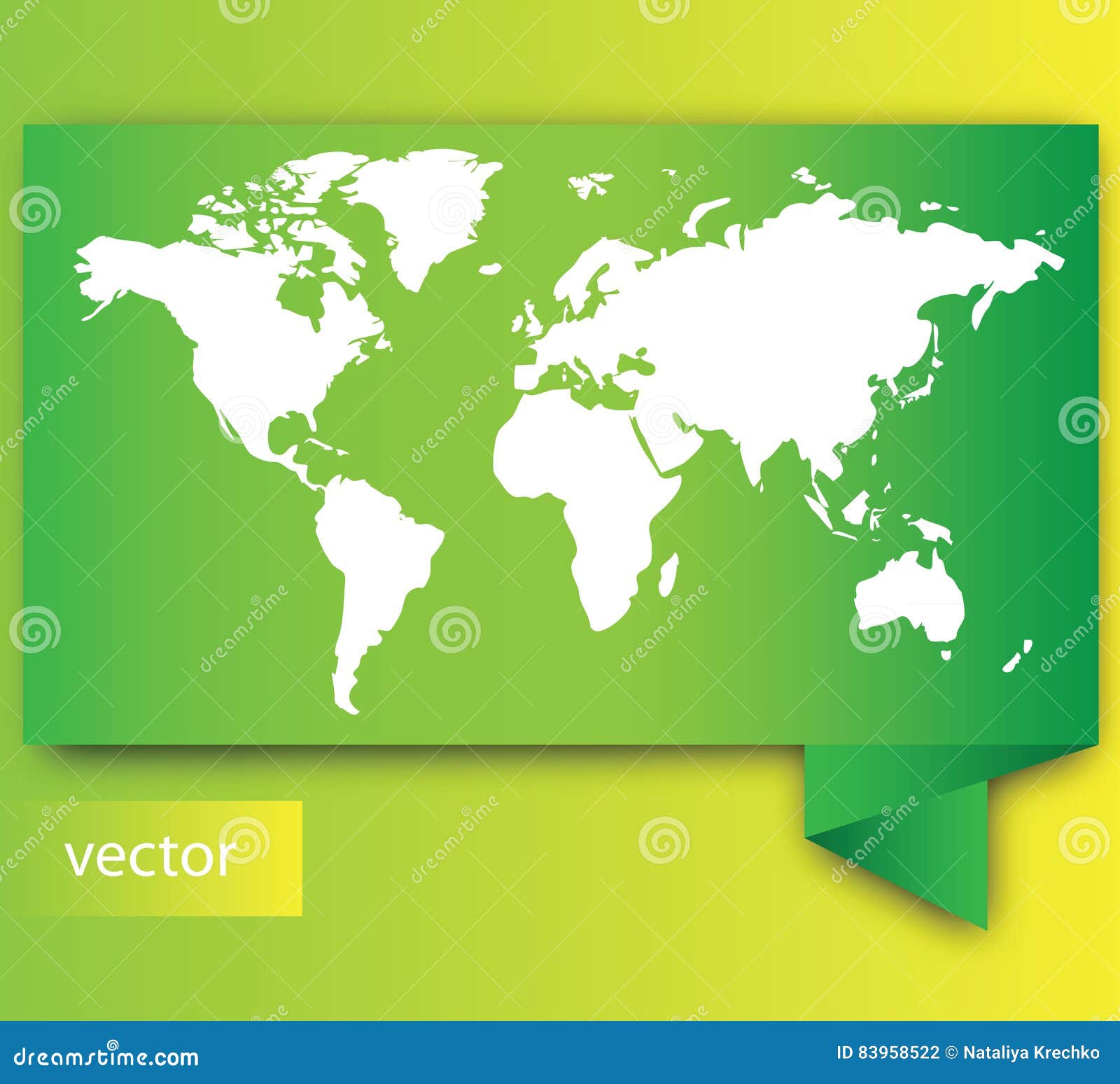 Paper World map on green stock vector. Illustration of earth - 83958522