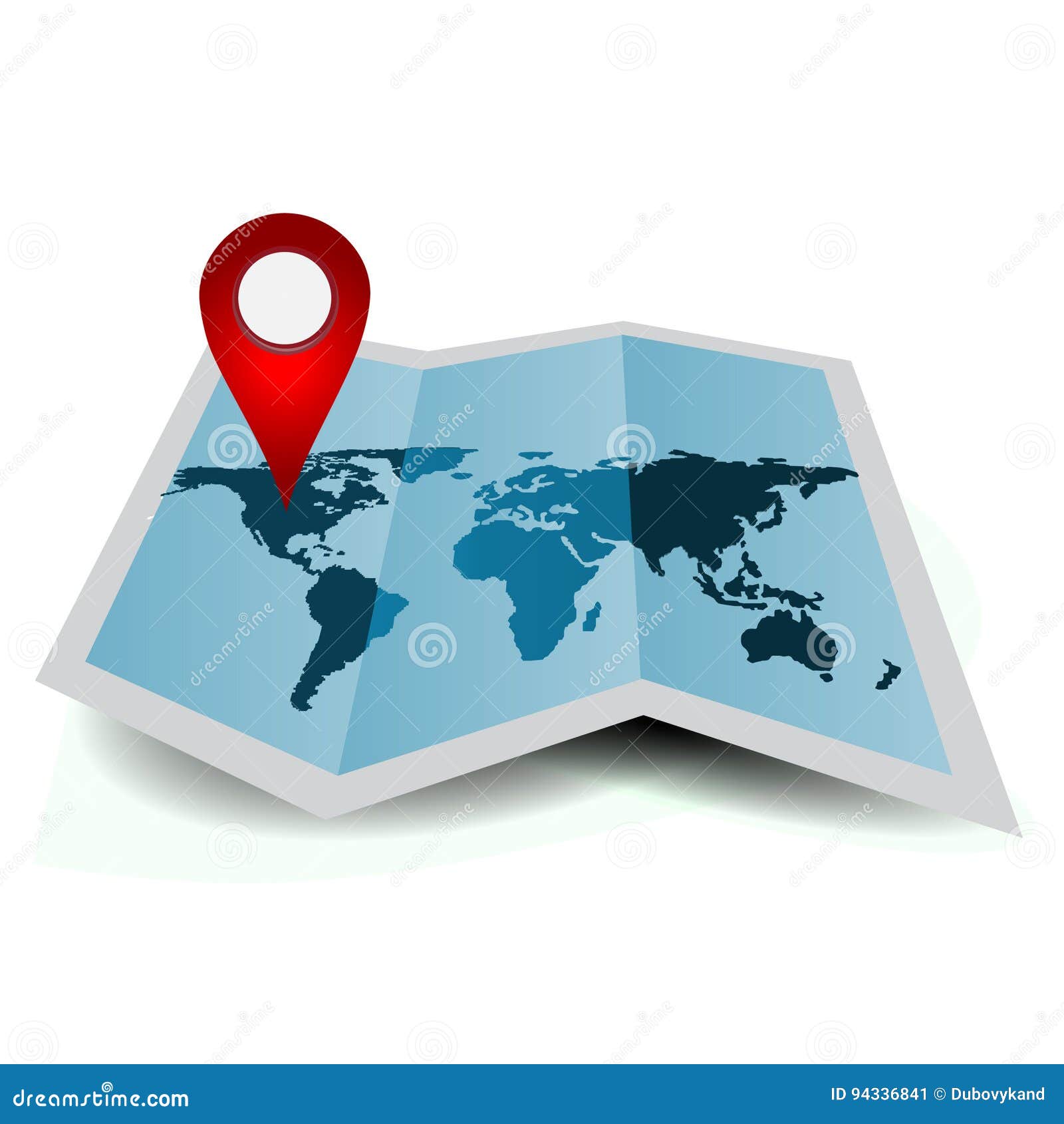 Paper World Map with Navigation Marker Stock Vector - Illustration of ...