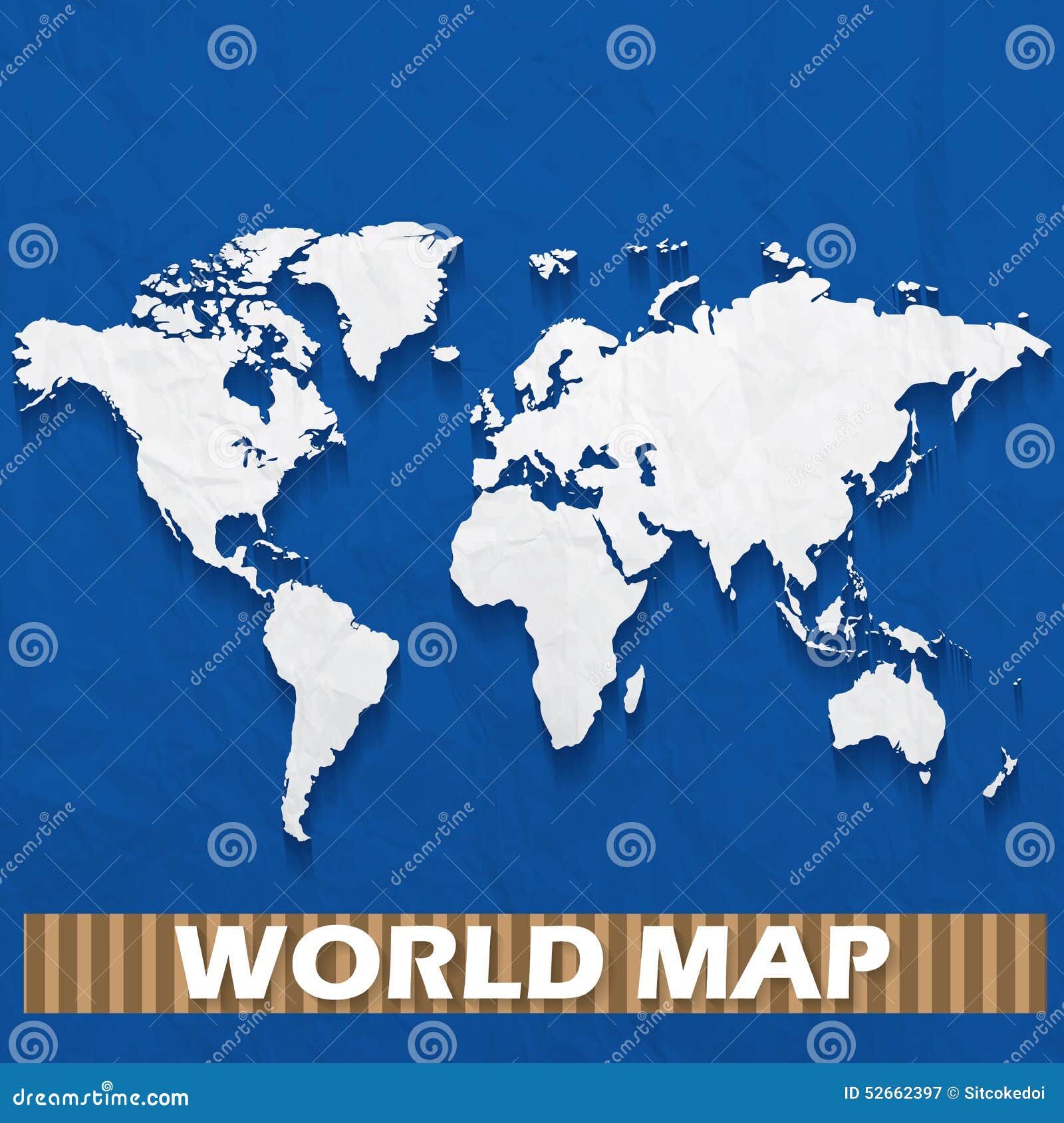 Paper world map stock vector. Illustration of north, round - 52662397