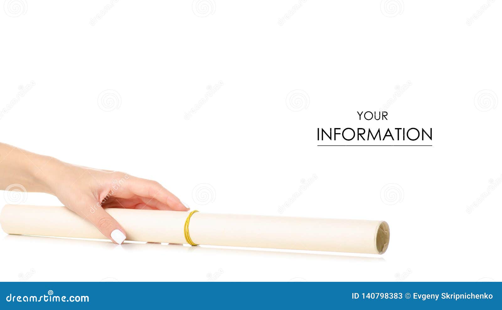 Paper Wrapping Roll in Hand Pattern Stock Image - Image of data ...