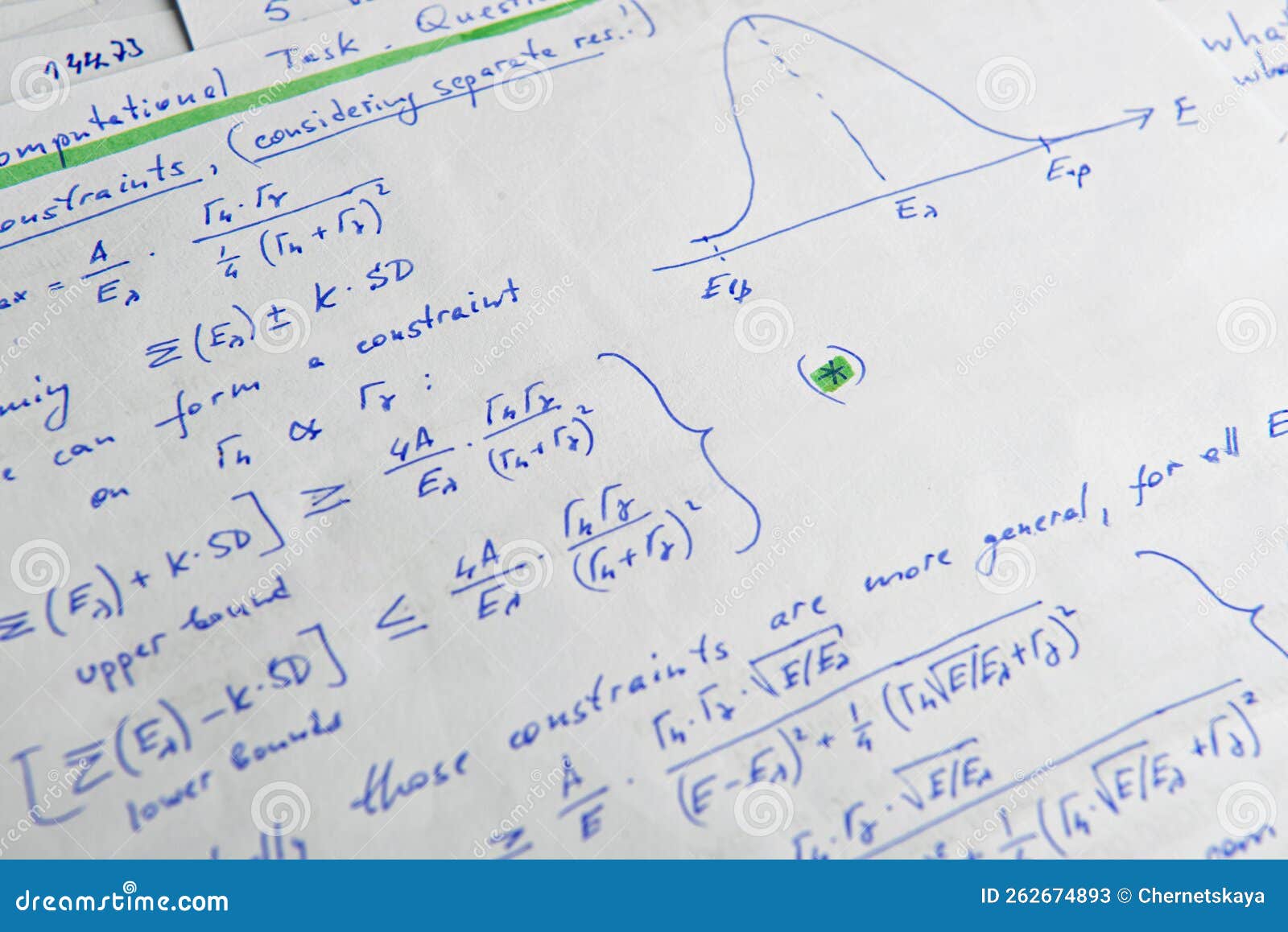 Paper with Written Mathematical Calculations As Background, Closeup ...