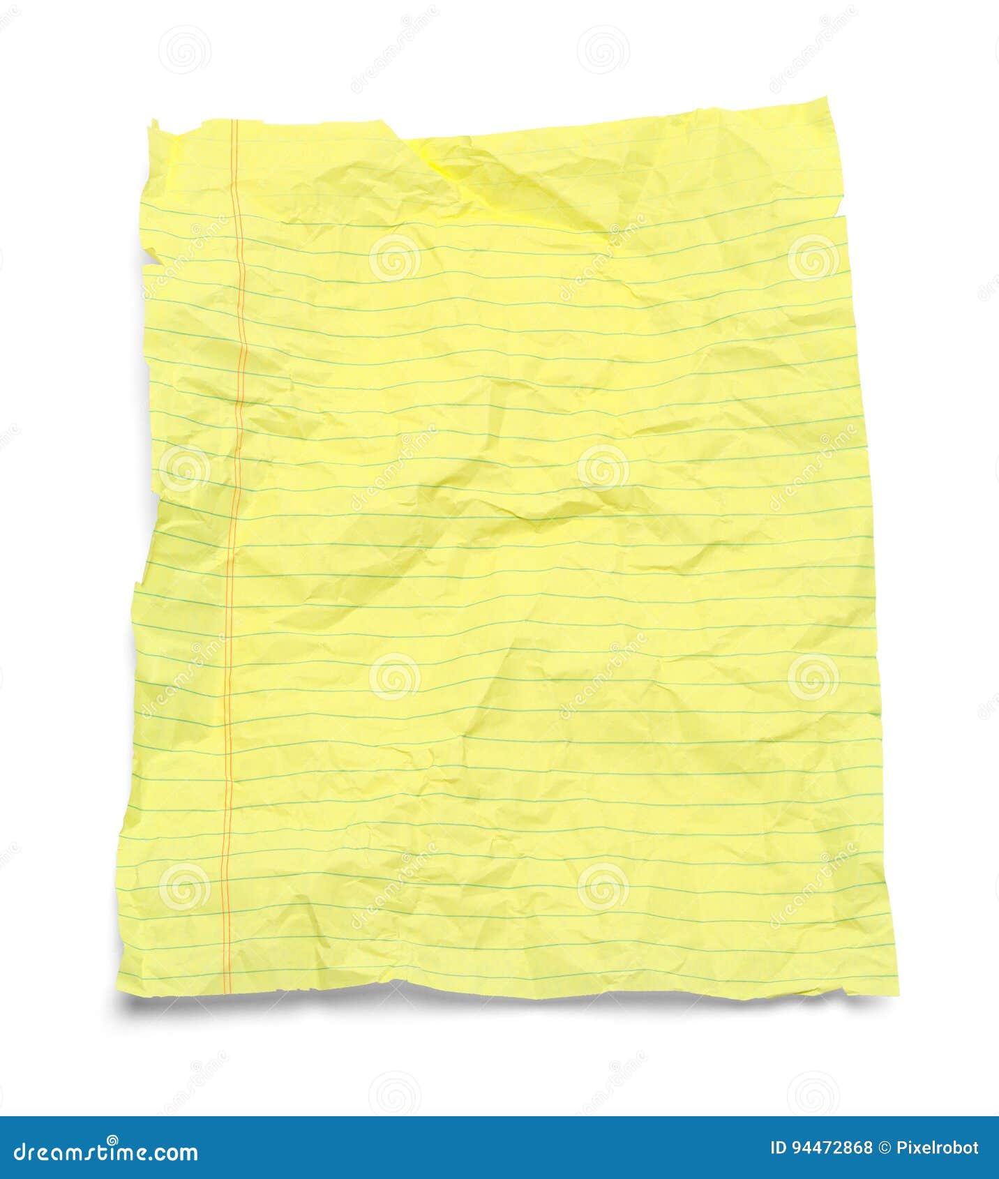 Paper Yellow Lined Crushed stock photo. Image of bent - 94472868