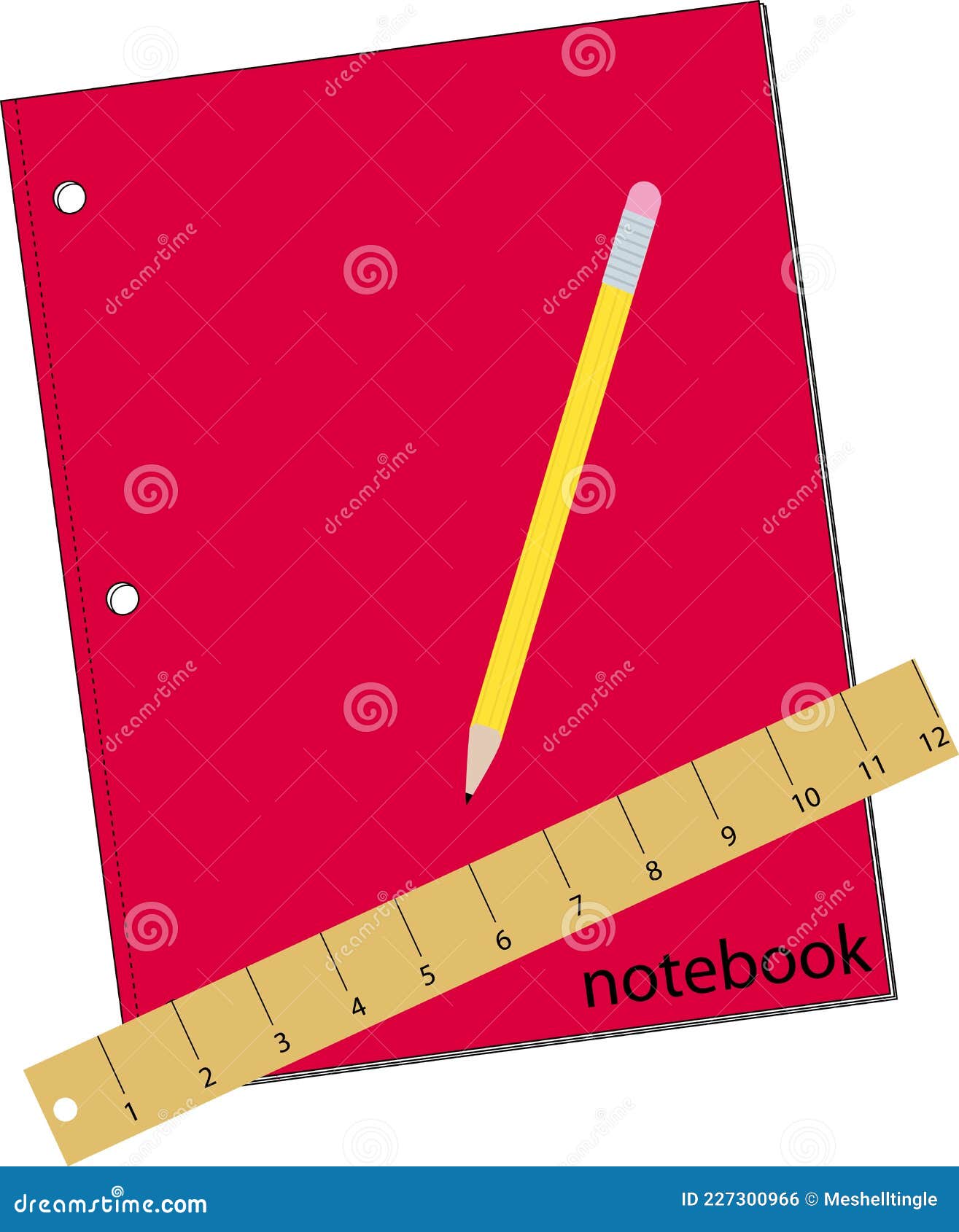 Notebook Pencil and Ruler with Vector Available Stock Illustration ...