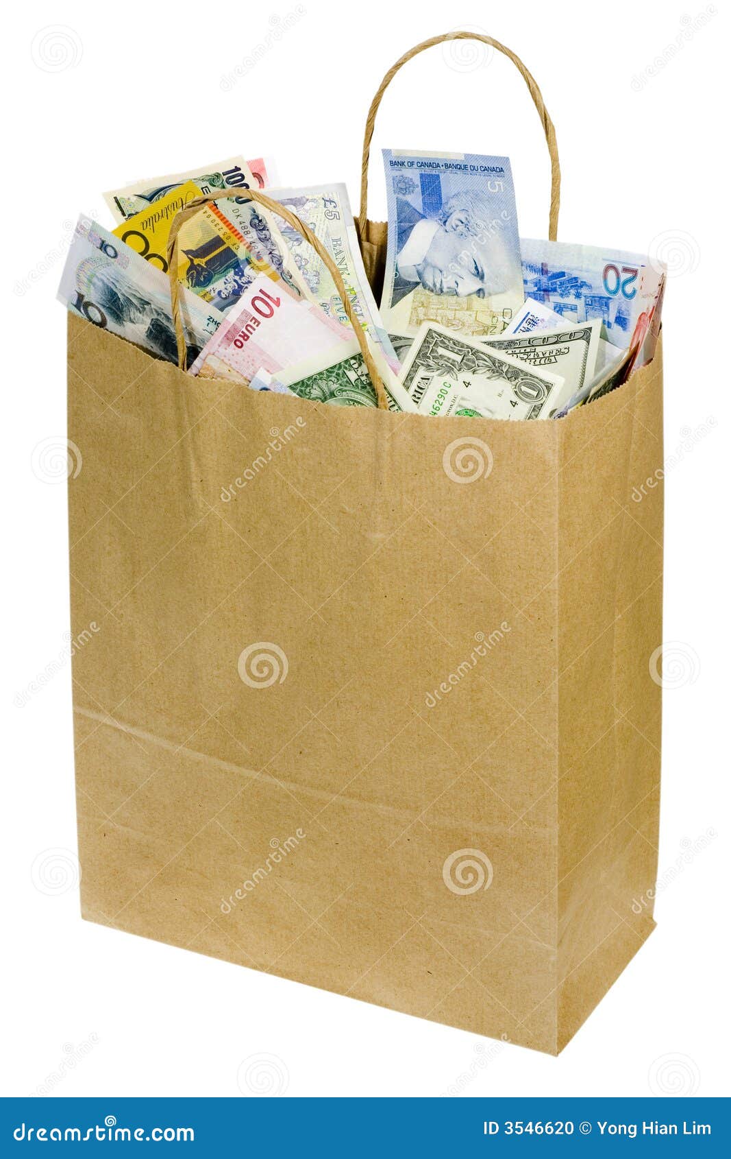 Paperbag of World Currencies Stock Photo - Image of wealth, exchange ...