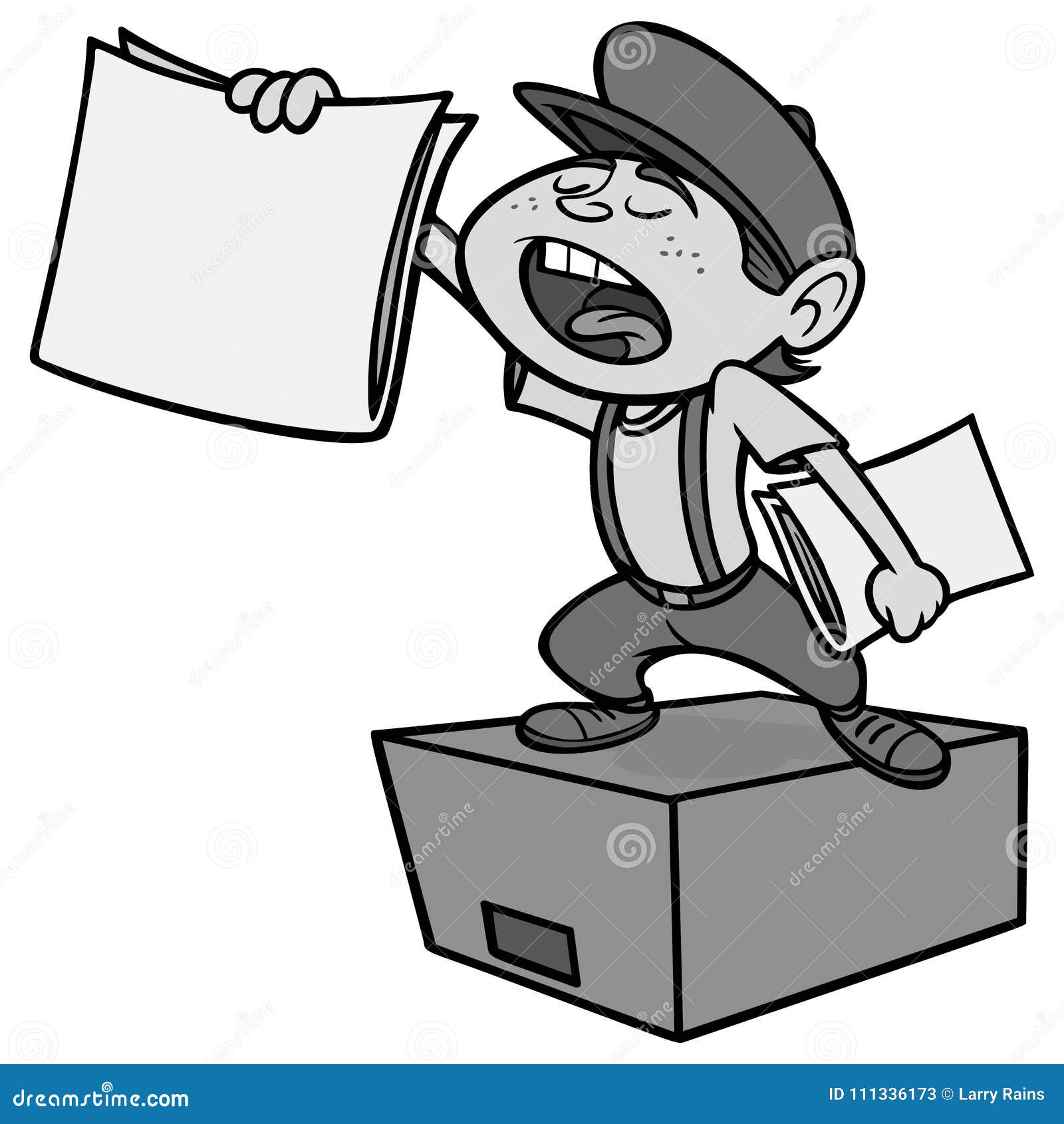 Paperboy Illustration stock vector. Illustration of newspaper - 111336173