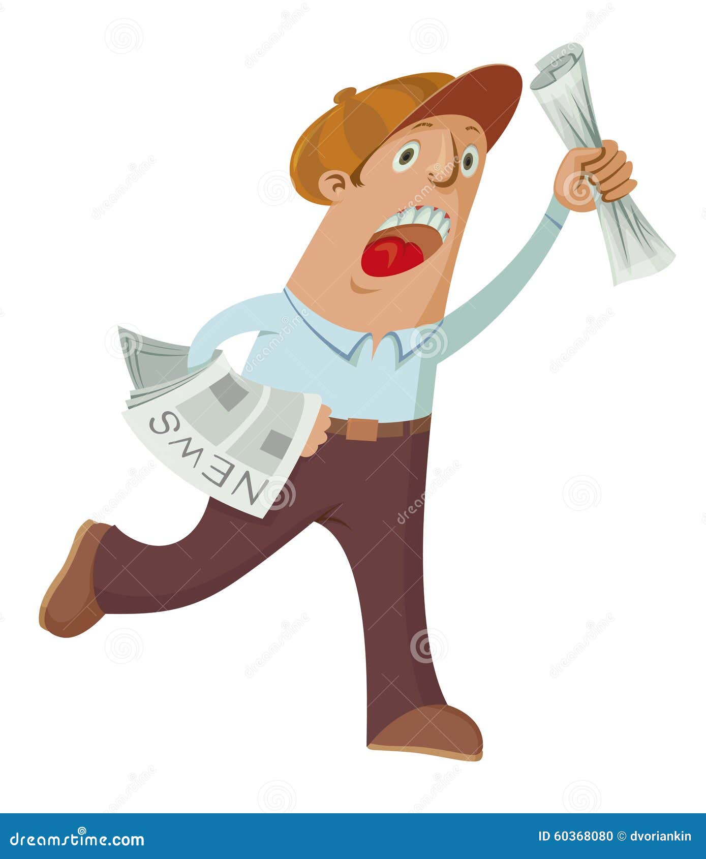 Paperboy Selling News Papers Hand Drawn Vector Illustration Realistic ...
