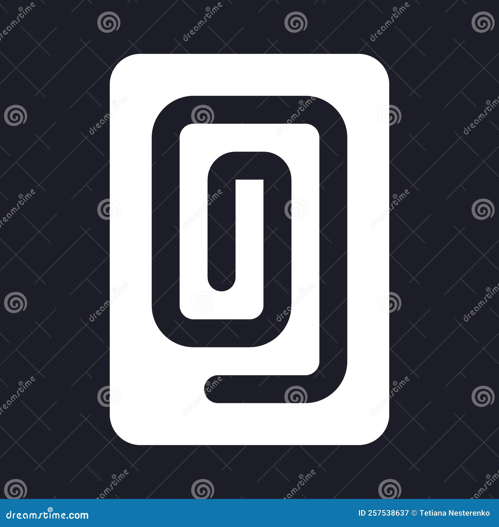 Paperclip Dark Mode Glyph Ui Icon Stock Vector - Illustration of night ...