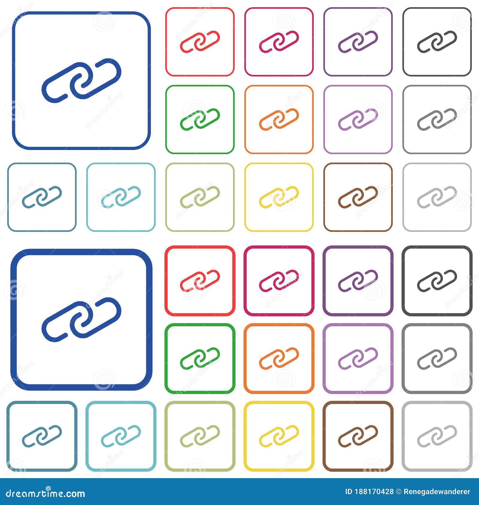 Paperclip Outlined Flat Color Icons Stock Vector - Illustration of ...