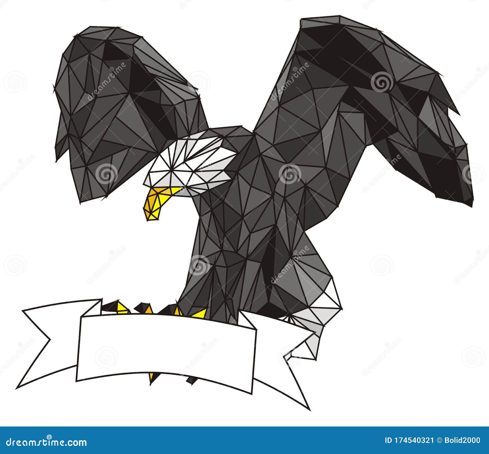 3d eagle with ribbon stock illustration. Illustration of ribbon - 174540321