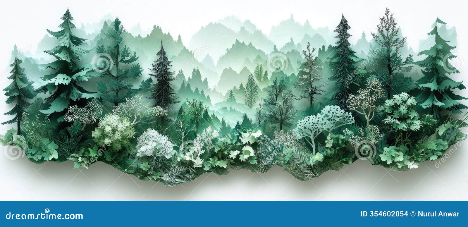 PAPERCRAFT FOREST SCENE with MOUNTAINS and TREES CREATING 3D LANDSCAPE ...