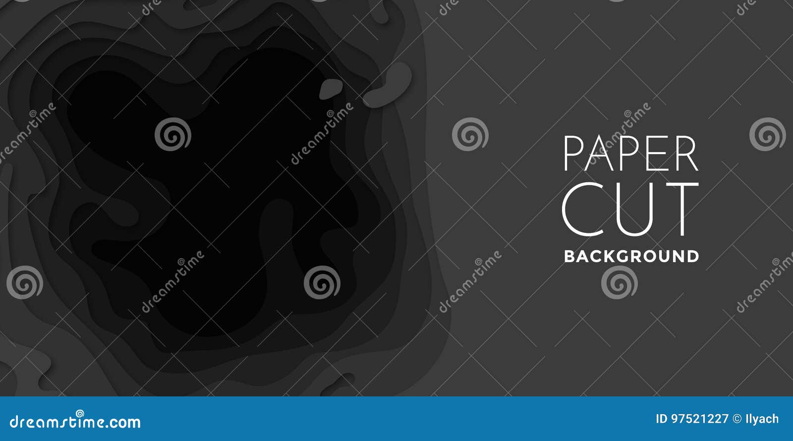 Papercut Banner of 3D Gradient Black Paper Layers Vector Pattern ...