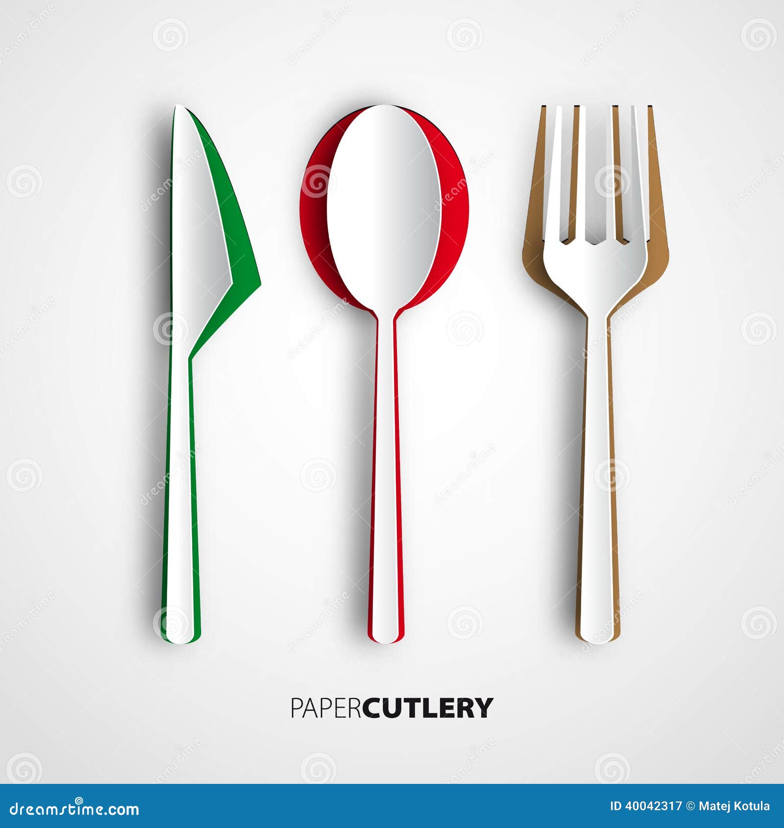 Papercut Cutlery, Vector Restaurant Card Menu Stock Illustration ...