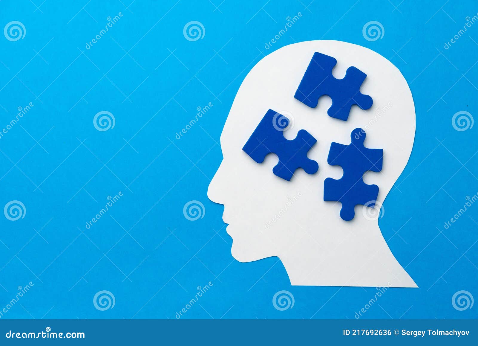Papercut Head With Jigsaw Puzzle Pieces Inside. Mental Health Problems ...