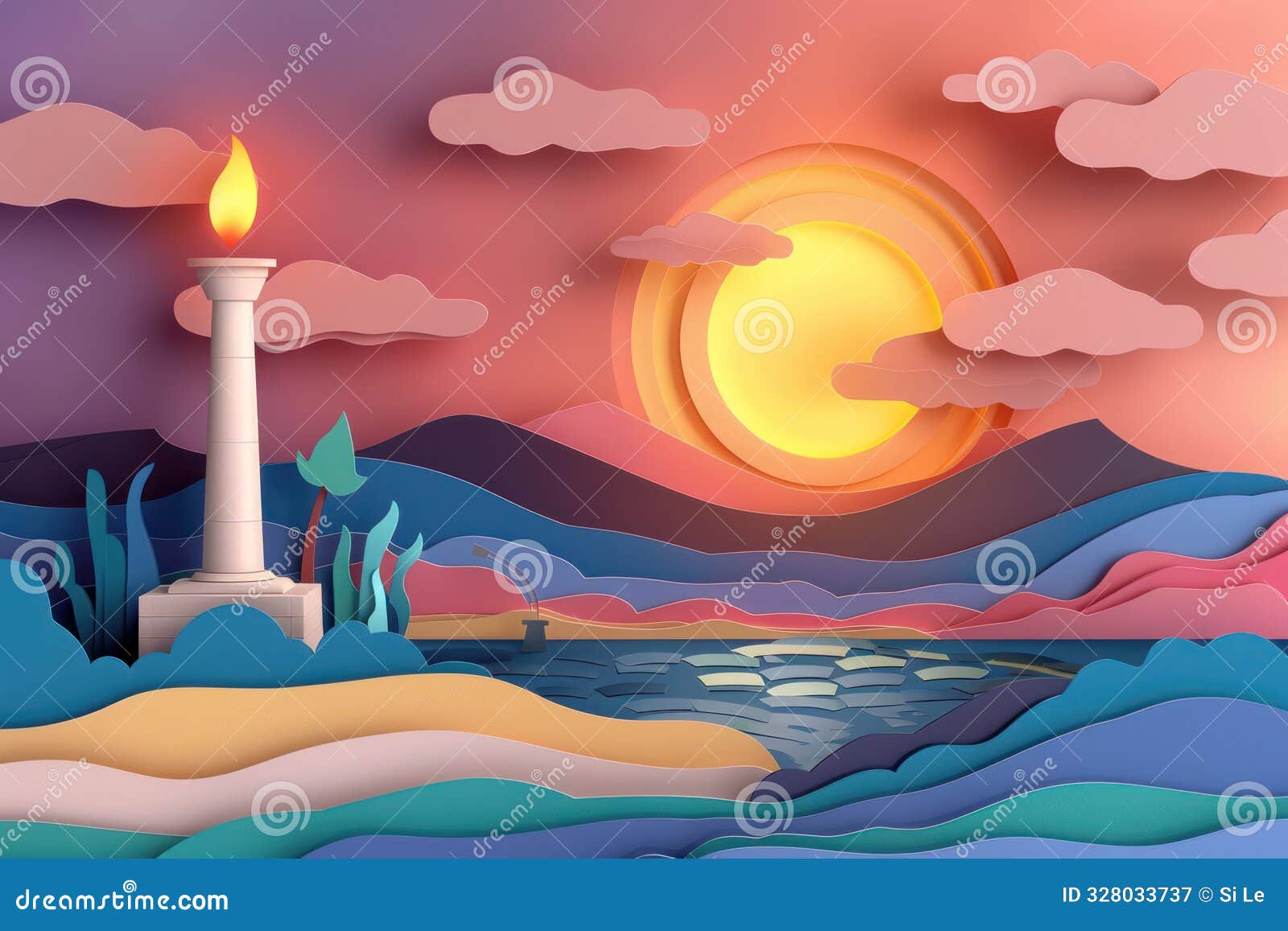 Papercut Olympic Torch in Victory Gradient Stock Illustration ...