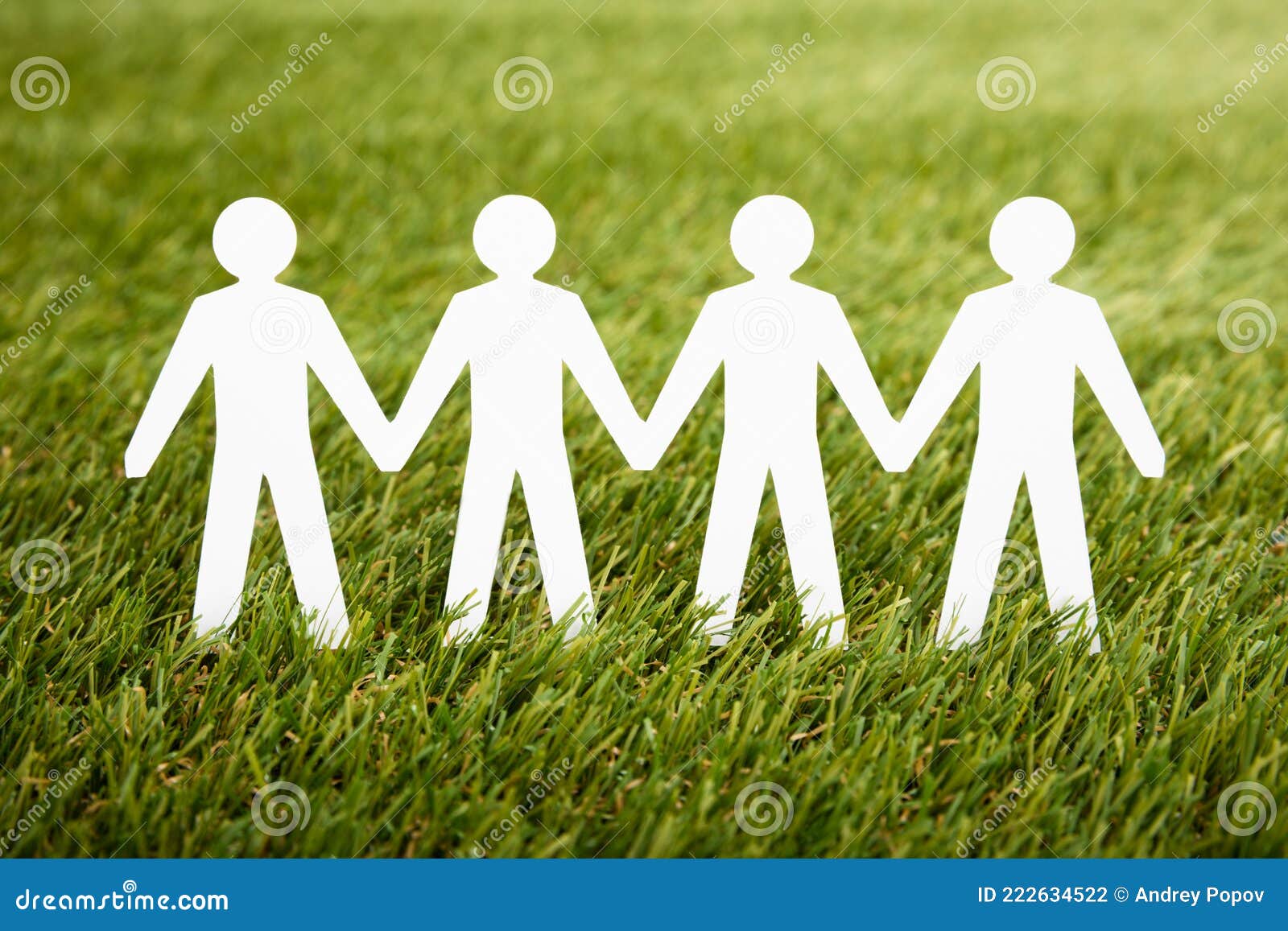 Papercut of People Chain on Grass Stock Photo - Image of idea, friends ...