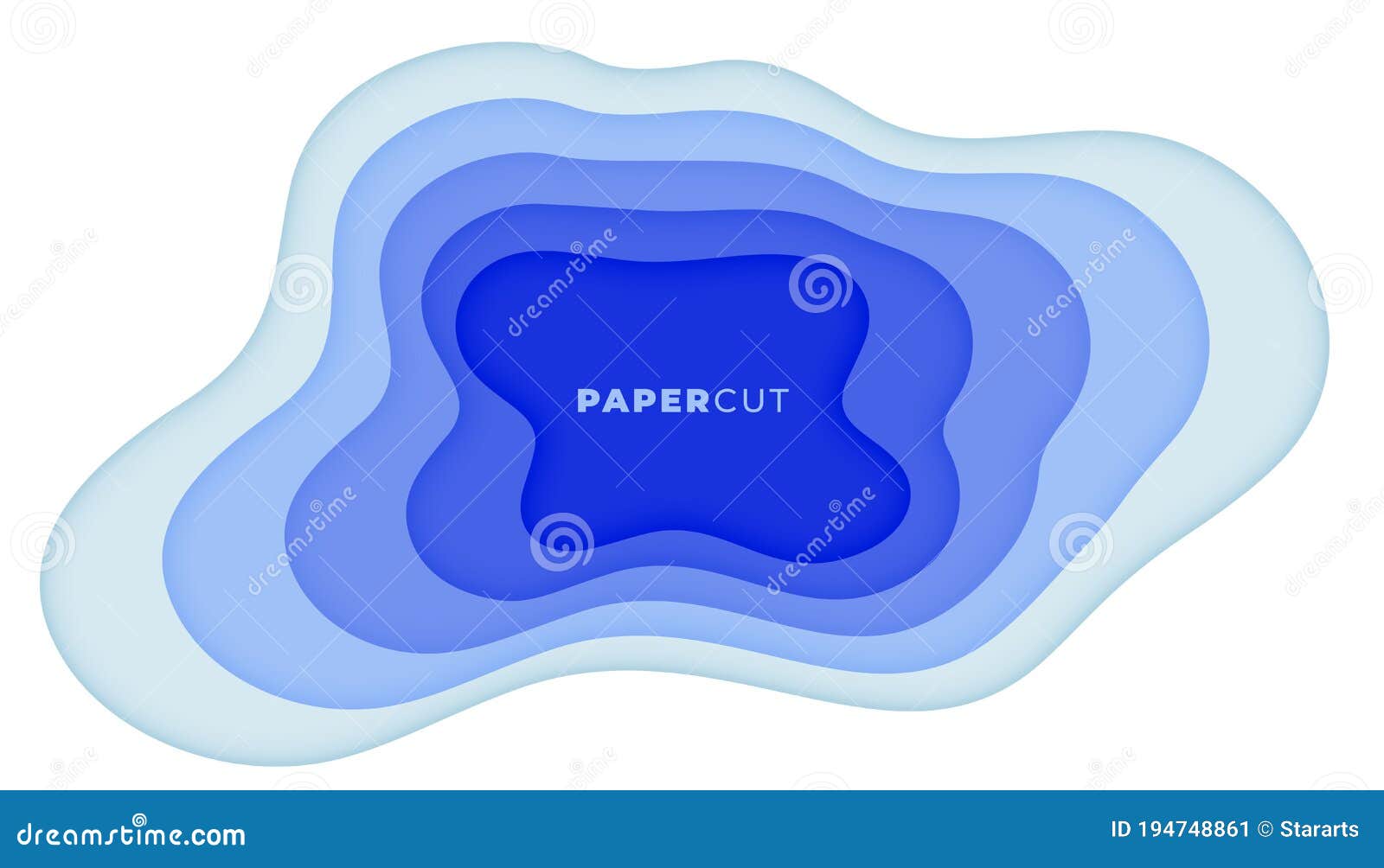 Papercut Style Blue Contour Lines Background Design Stock Vector ...