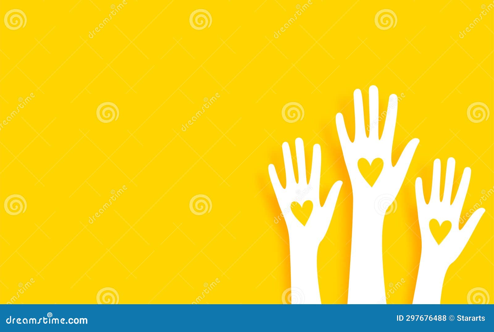 Papercut Style Volunteer Community Hand Up Banner with Text Space Stock ...