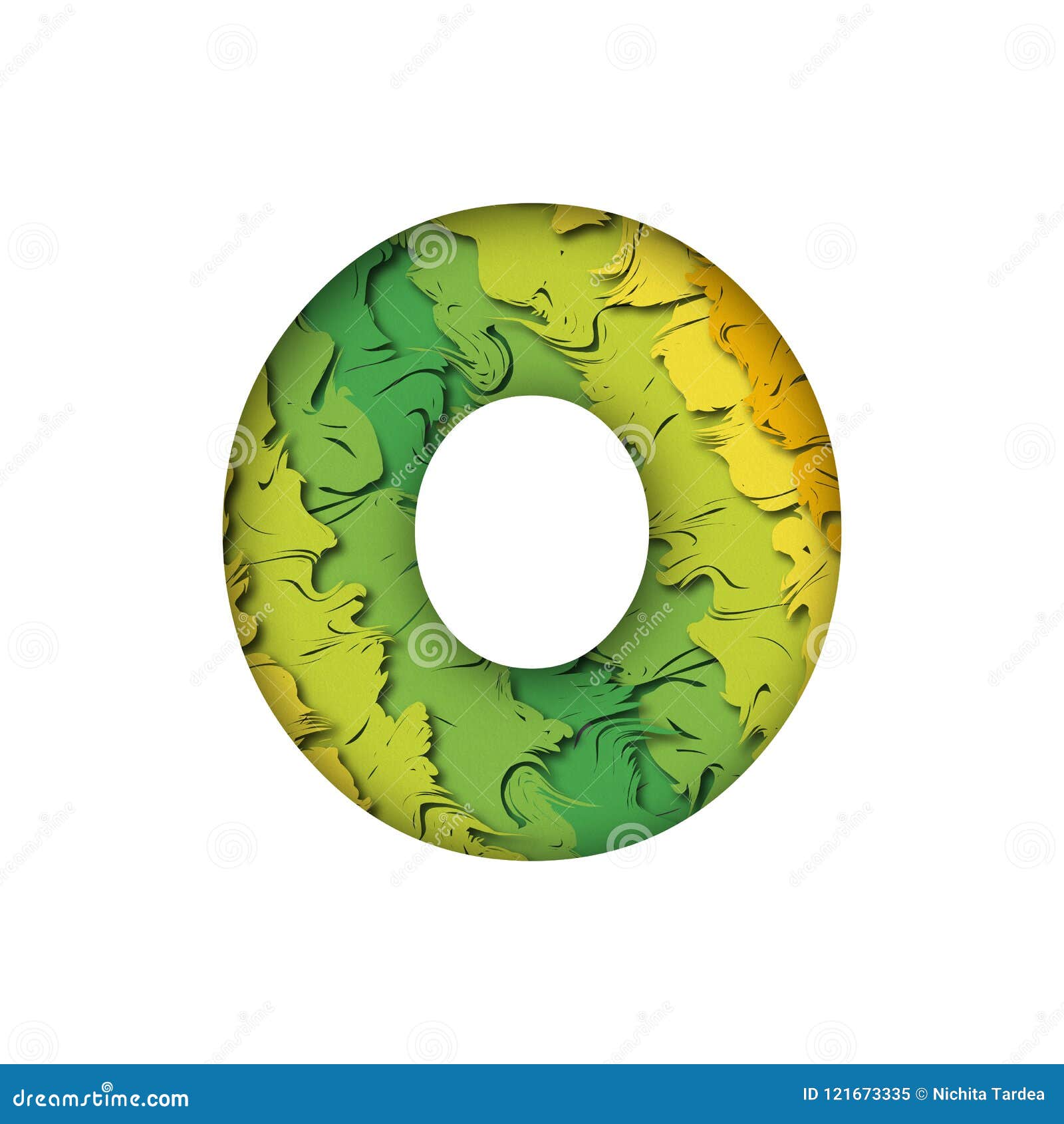 Papercut Verde De Moda Cero 0 Letras Ilustración del Vector ...