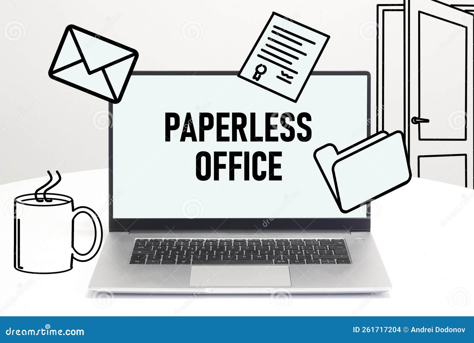 Paperless Office is Shown Using the Text Stock Photo - Image of message ...
