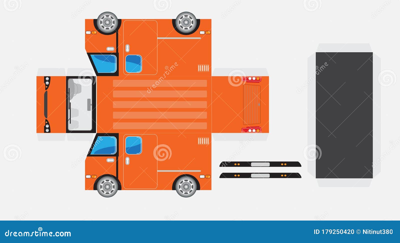 PaperModel Cut and Glue of Cargo Van Stock Vector - Illustration of ...