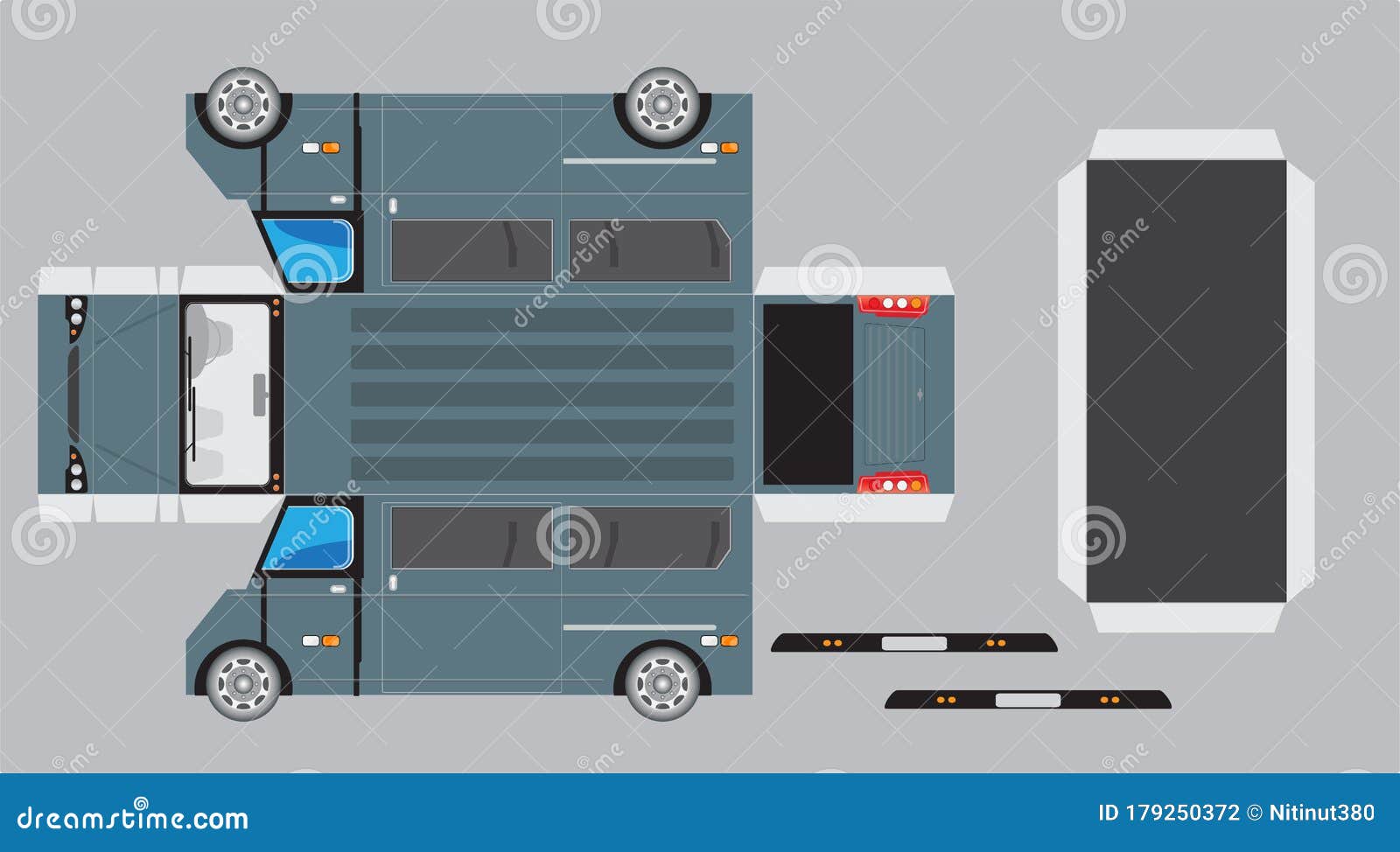 PaperModel Cut And Glue Of Cargo Van Vector Illustration ...
