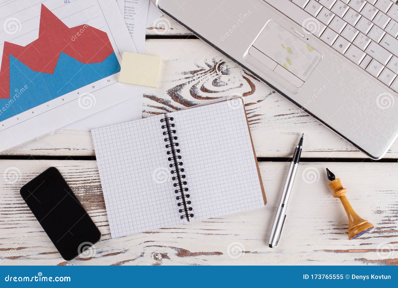 Papers with Charts, Stationery and Devices. Stock Image - Image of ...