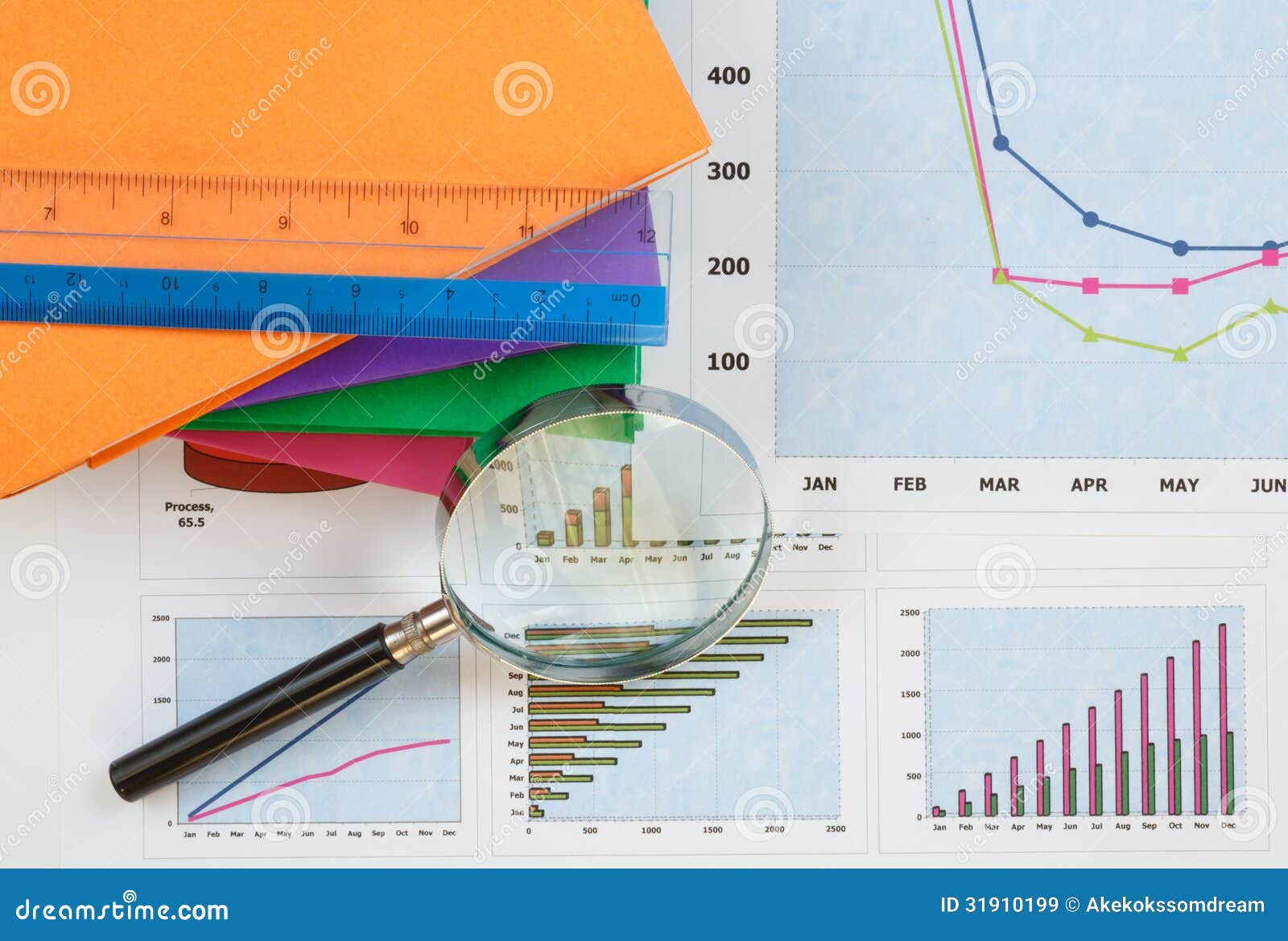 Papers Charts of Successful Business Stock Image - Image of number ...
