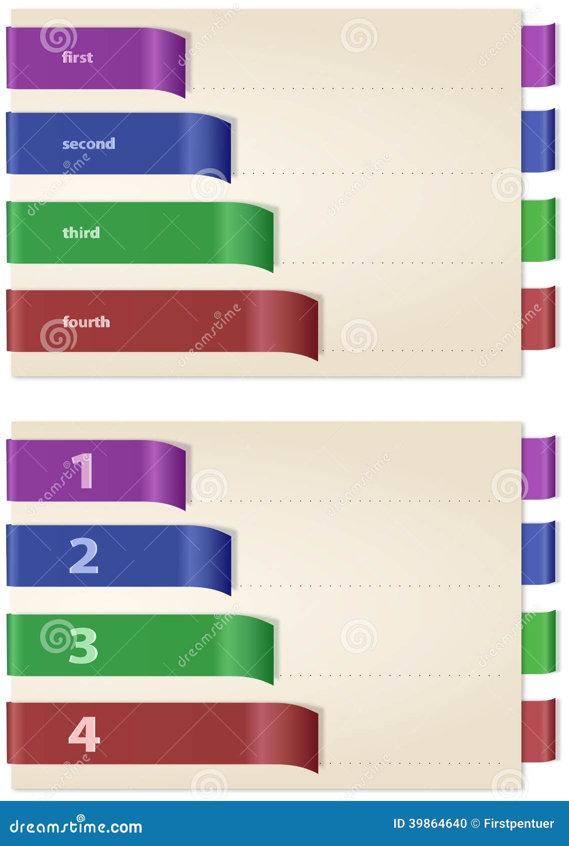 Papers with Colored and Folded Bookmarks, Horizontal Stock Illustration ...