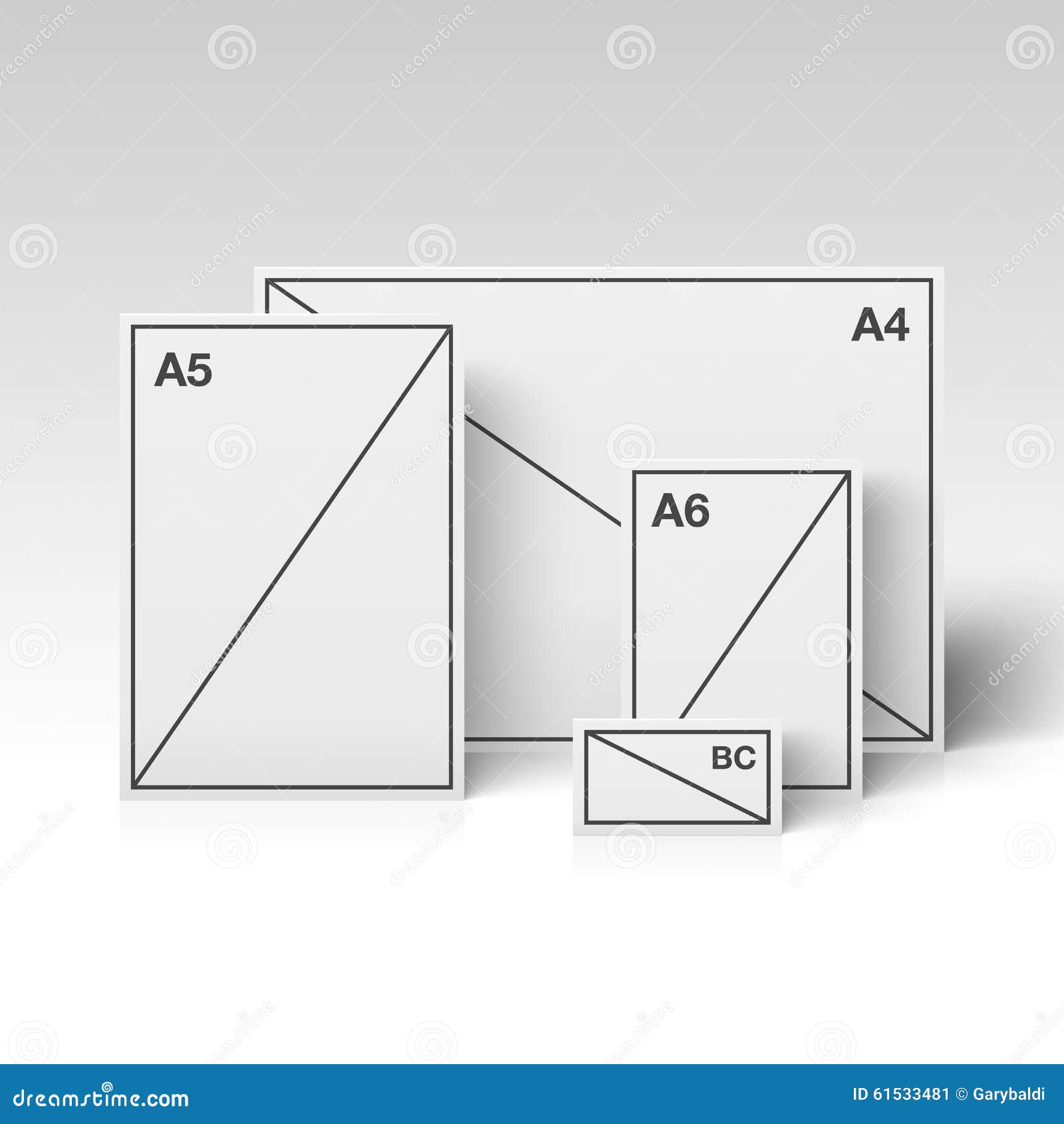 Papers of Different Sizes Standing in the White Room. Stock ...