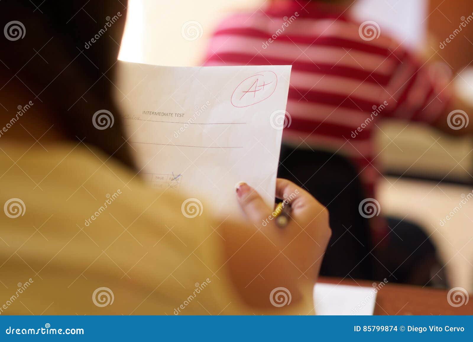 Papers with Good Grades for Smart Student at School Stock Photo - Image ...