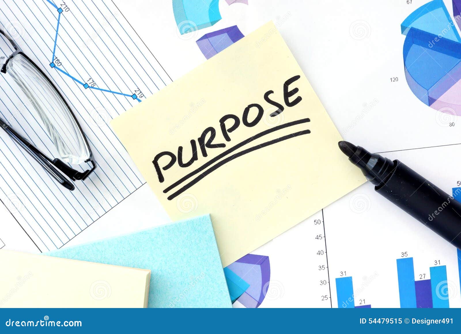 Papers with Graphs and Purpose Concept. Stock Image - Image of ...