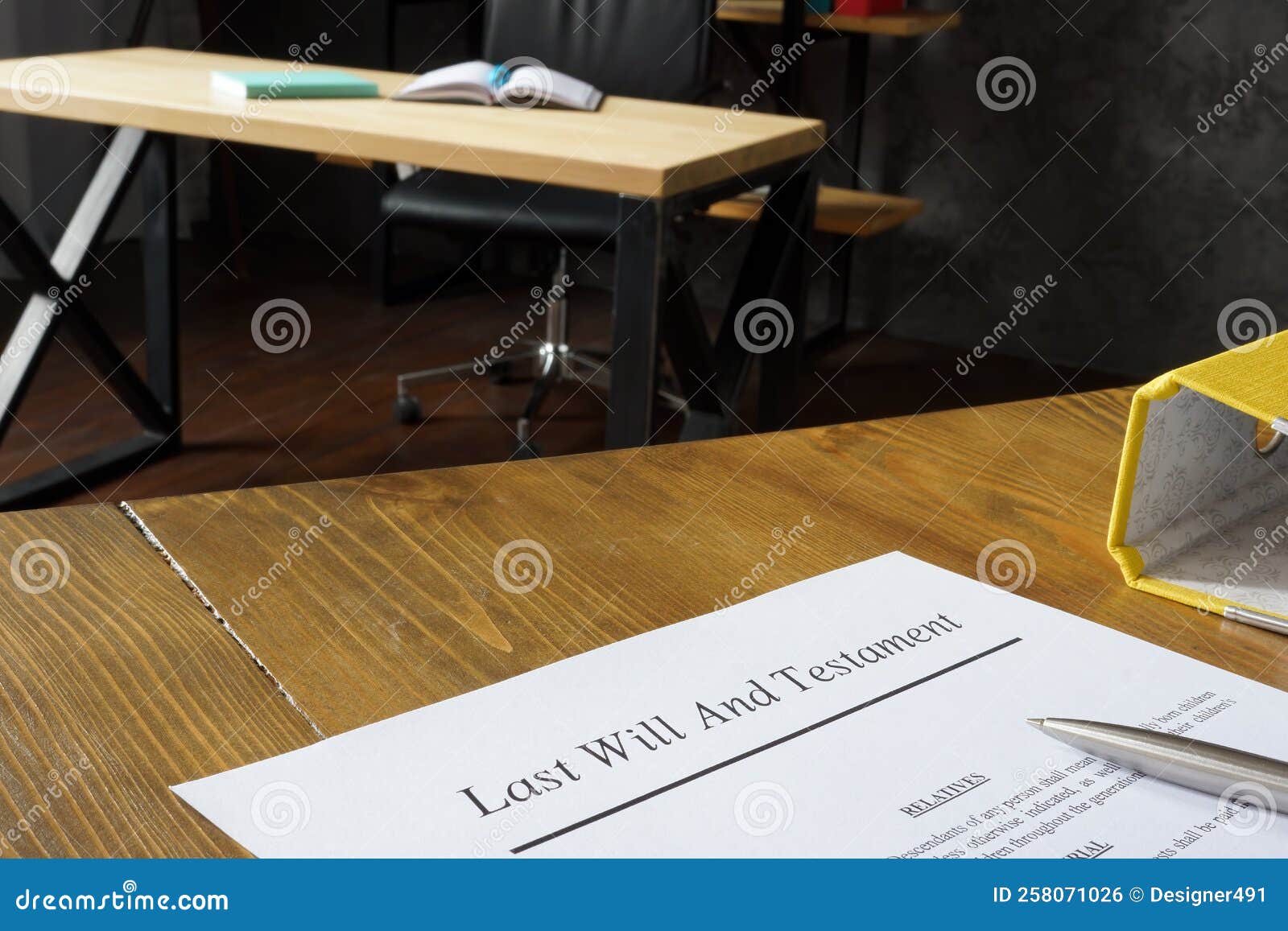 Papers with Last Will and Testament on the Wooden Surface. Stock Photo ...