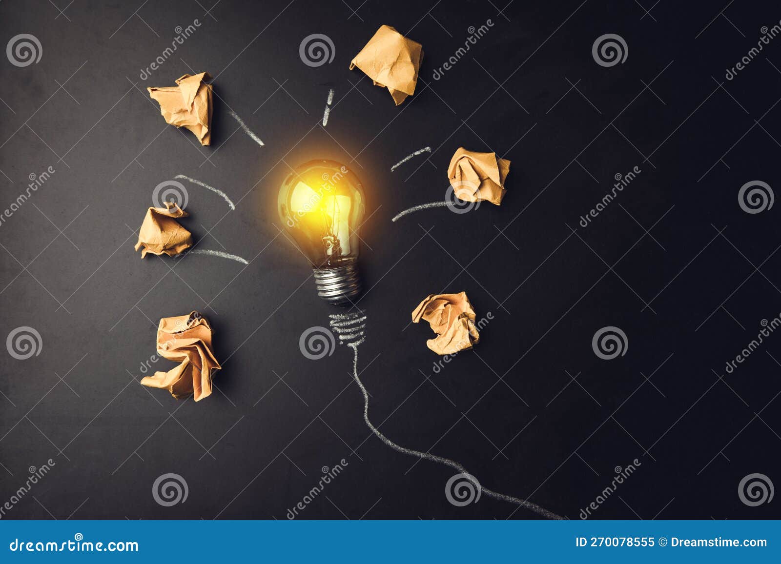 Papers and Light Bulbs on Board. Create Idea Concept Stock Image ...
