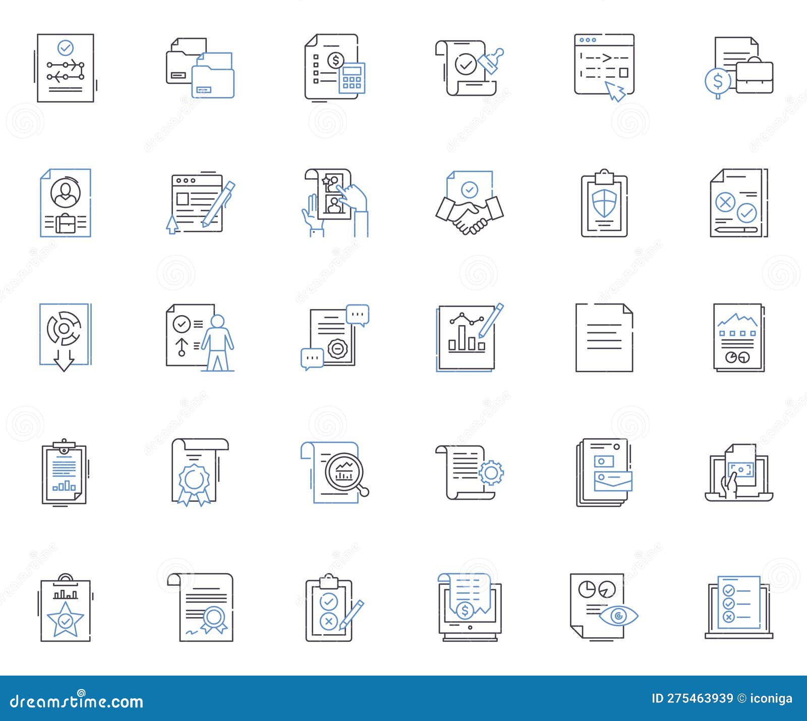 Papers Line Icons Collection. Research, Writing, Reports, Documents ...