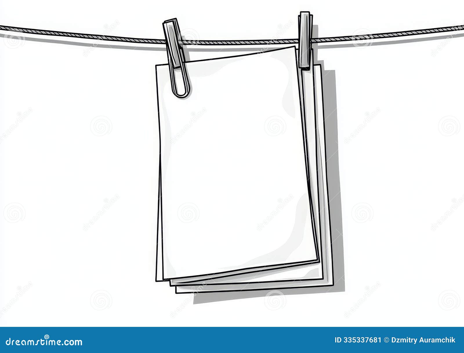 Papers with Paper Clips in One Line Drawing Stock Illustration ...