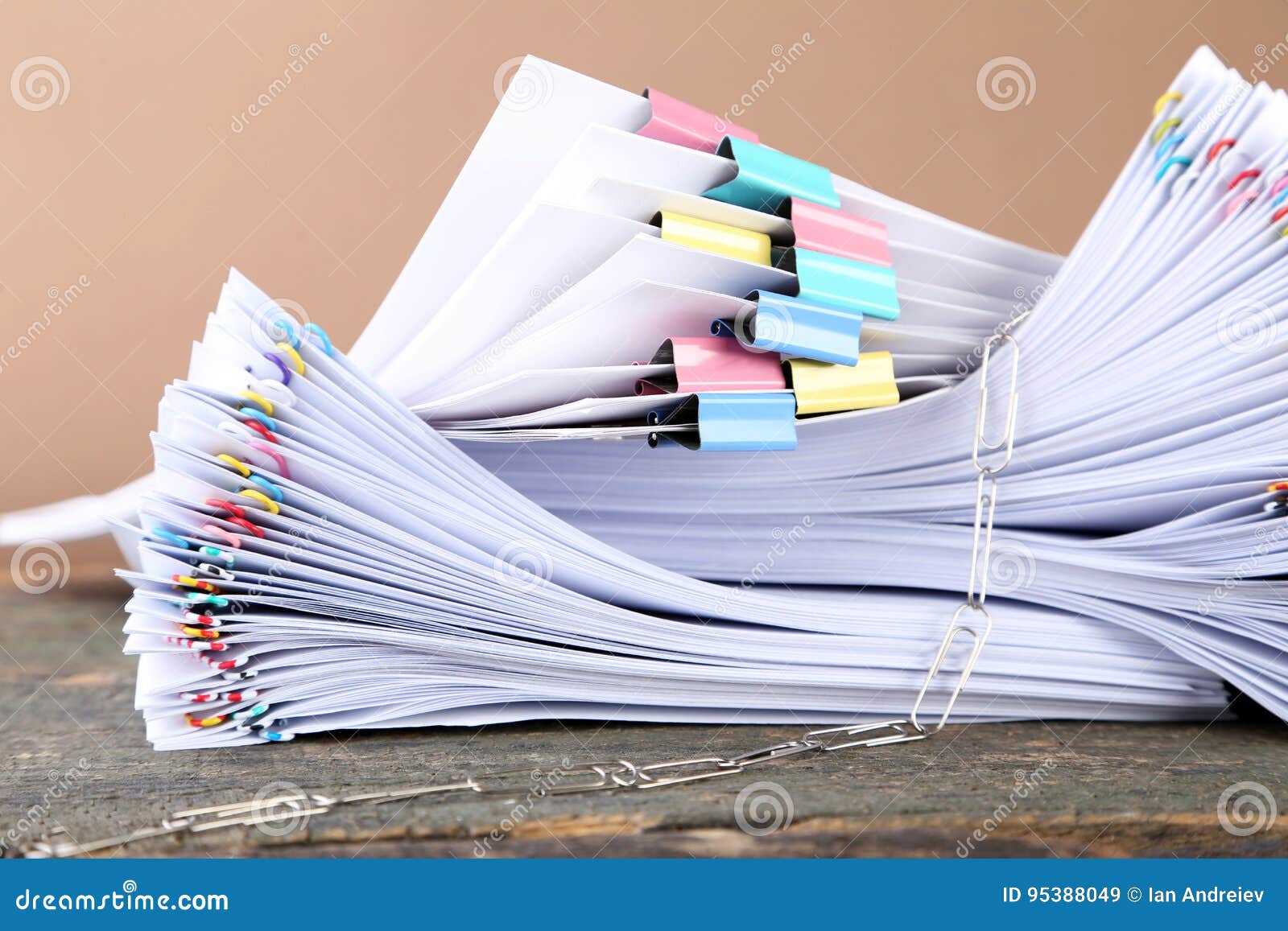 Papers with Paperclips and Clamps Stock Image - Image of paper, group ...