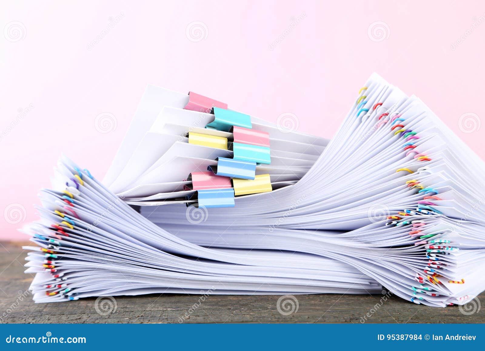 Papers with paperclips stock photo. Image of closeup - 95387984
